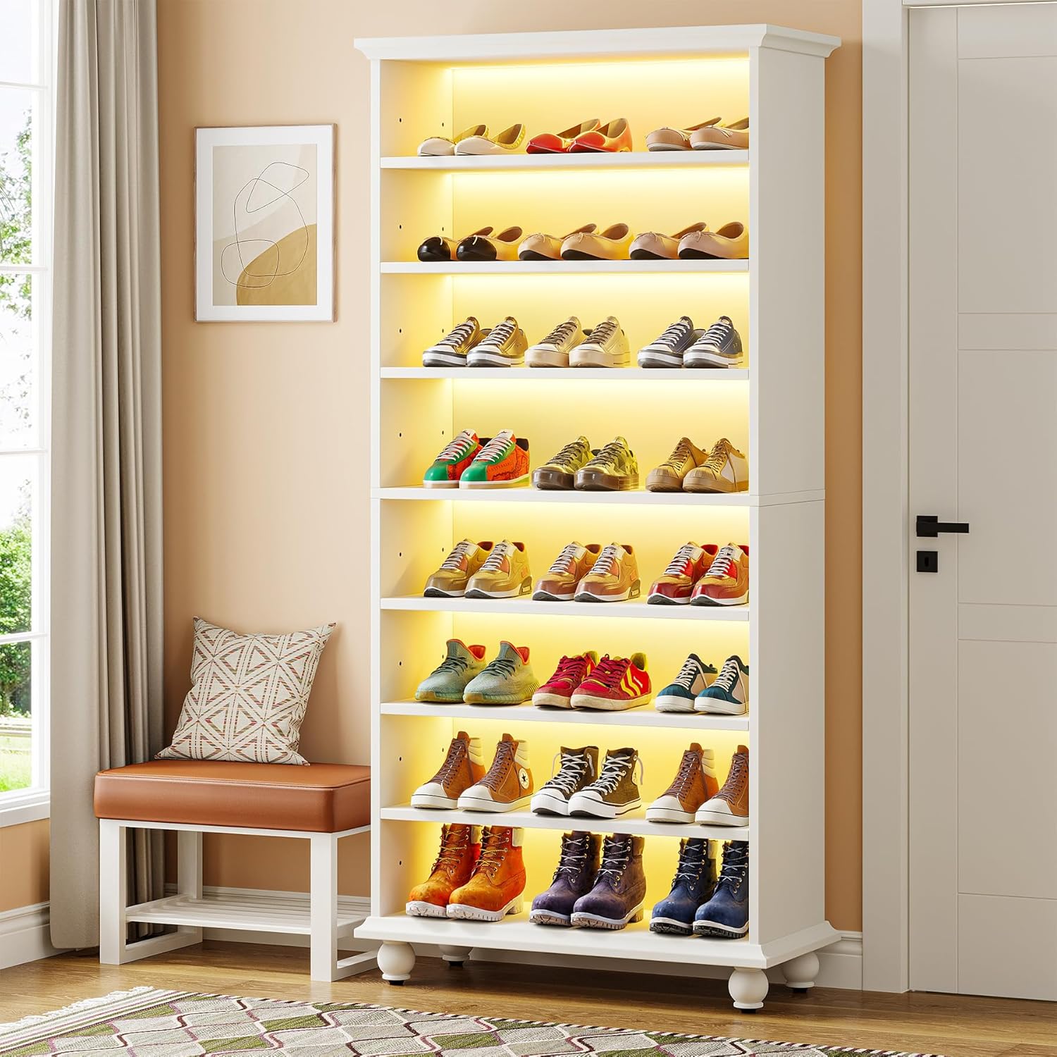 Amazon.com: Tribesigns Narrow Tall Shoe Cabinet with LED Lighting, 9 ...