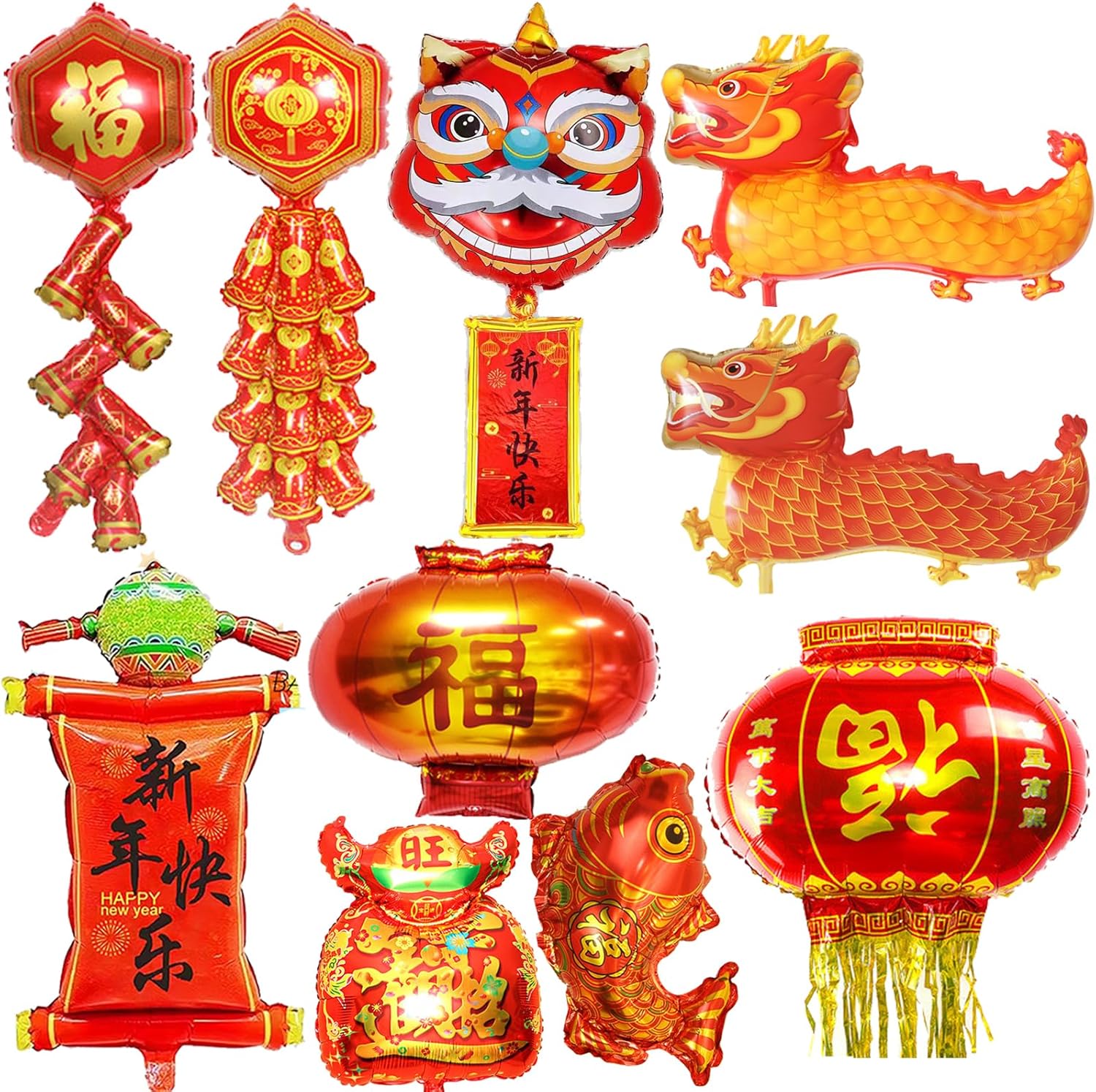 Amazon.com: Chinese New Year Balloons Year of Dragon Foil Balloons ...