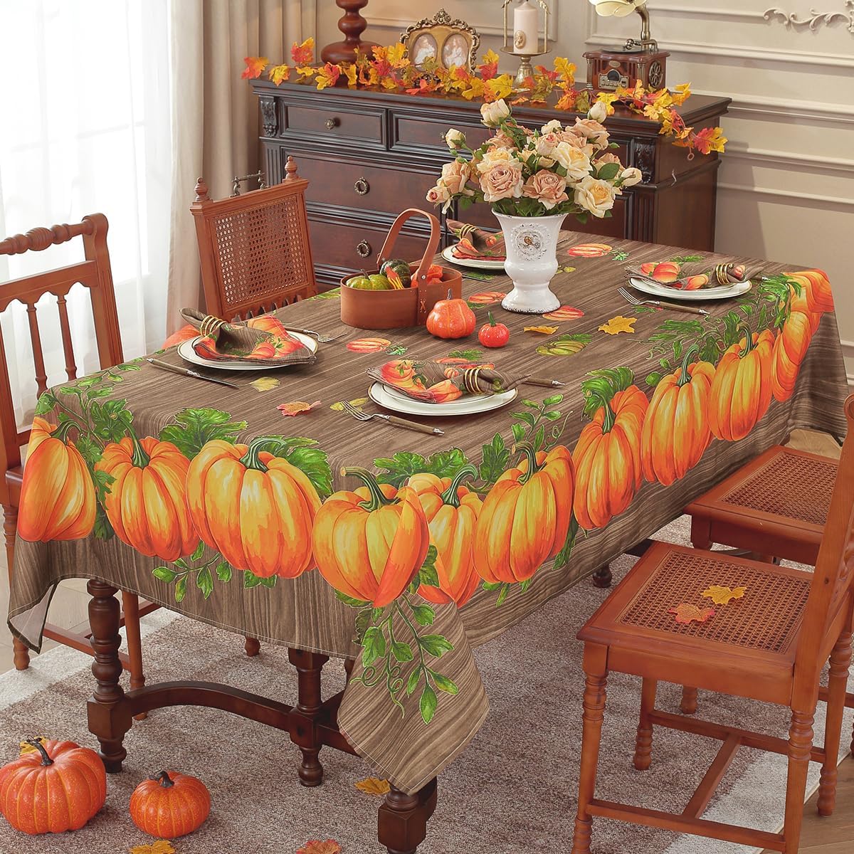 Amazon.com: Larponder Thanksgiving Tablecloth 52x70 Inch Rectangle ...