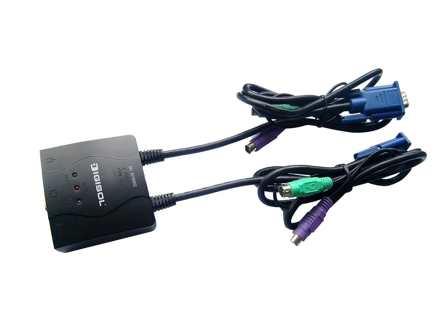 Digisol DG-KP8002 2 Port Mini PS/2 KVM Switch with Built in Cables ...