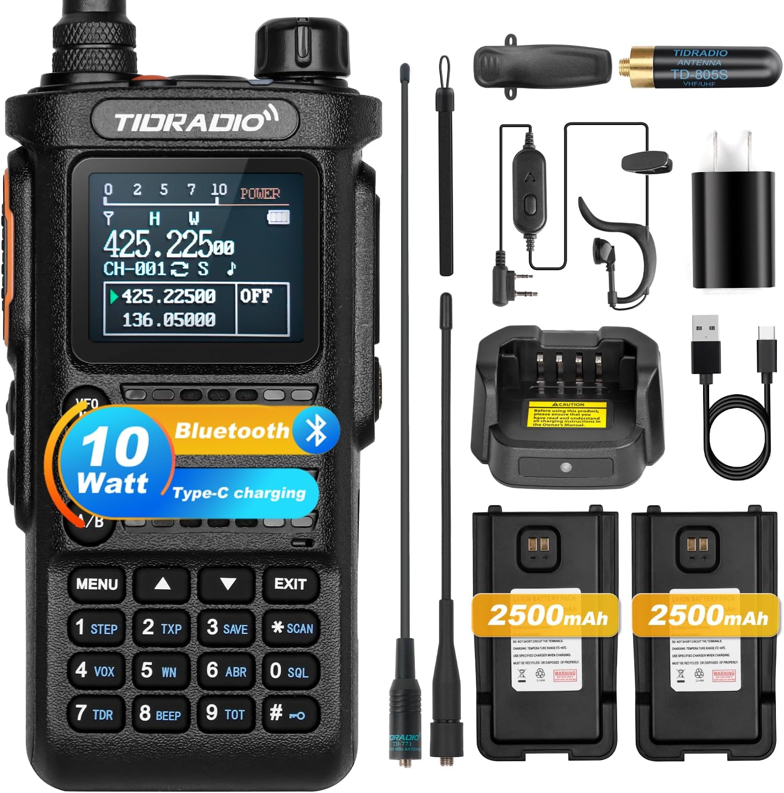Amazon.com: TIDRADIO TD-H3 5w Ham Handheld Radio, Long Range Two Way ...