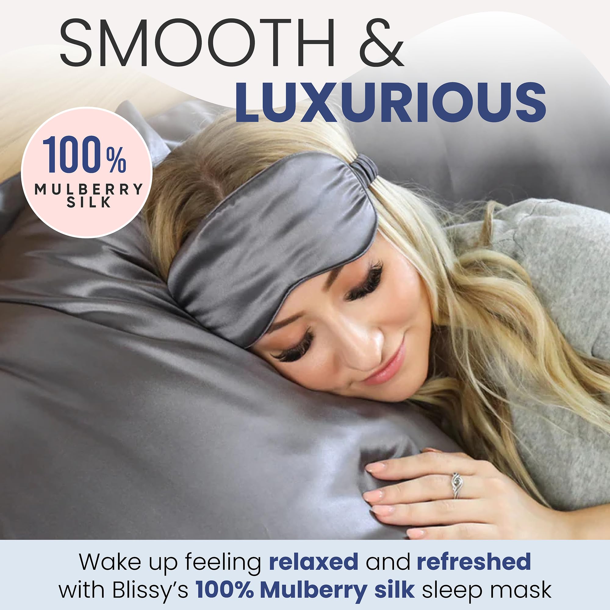 Blissy Silk Sleep Mask - Silk Eye Sleeping Mask for Women & Men for ...