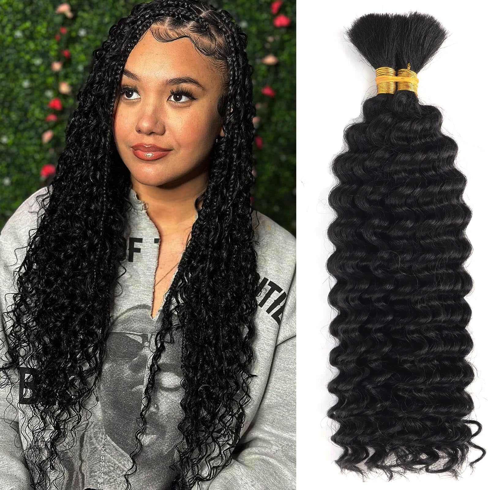 Amazon.com : Human Braiding Hair For Boho Braids Human Hair Bundles ...