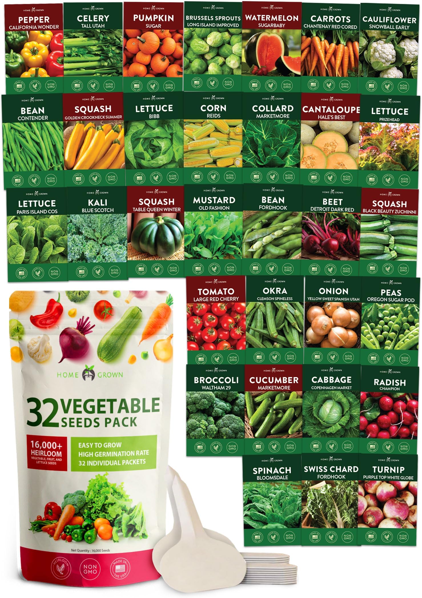 Amazon.com : 30 Packs of Deluxe Valley Greene Heirloom Vegetable Garden ...