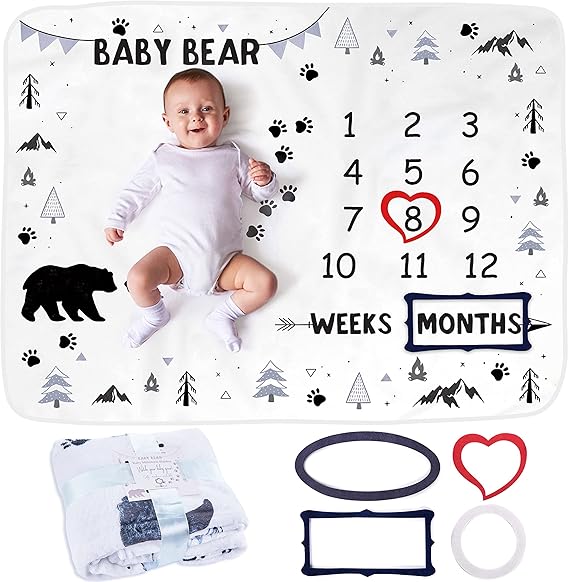 Baby Milestone Blanket | Monthly Photo Mat for Boy or Girl, Unisex ...
