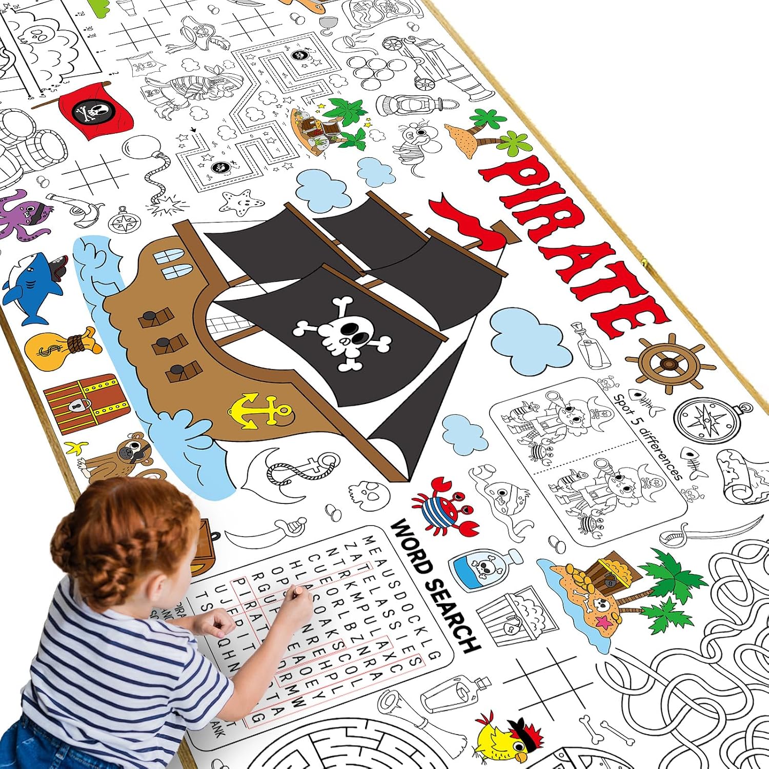Pirate Game Giant Coloring Poster Large Pirate Versatile Activity ...