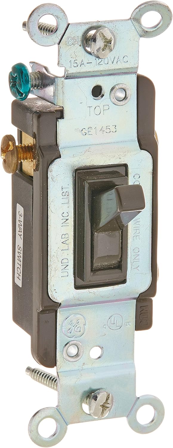 GE 18236 Three-Way Grounding Toggle Switch with Fast Easy Pressure-Lock ...