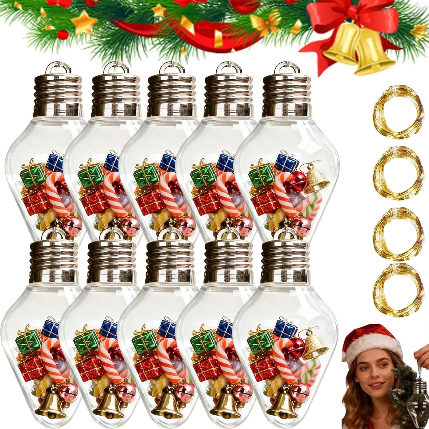 Amazon.com: Christmas Bulb Gift Jar, 7Inch DIY Plastic Light Bulb ...