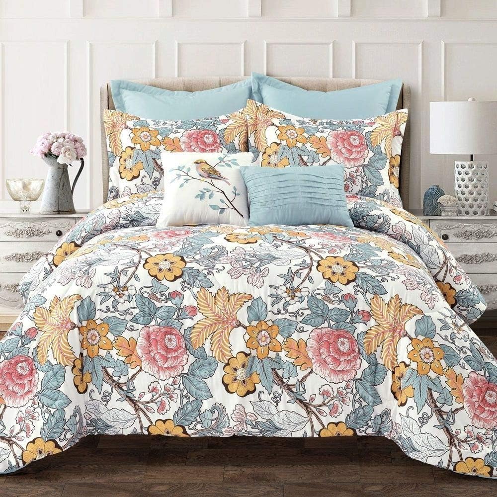 Amazon.com: 7 Piece French Country Style Floral Comforter Set, All ...
