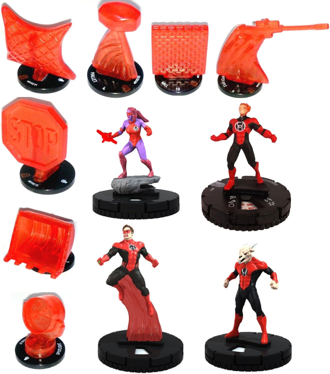 Amazon.com: Heroclix War of Light Red Lantern Constructs Set of 7 + 4 ...