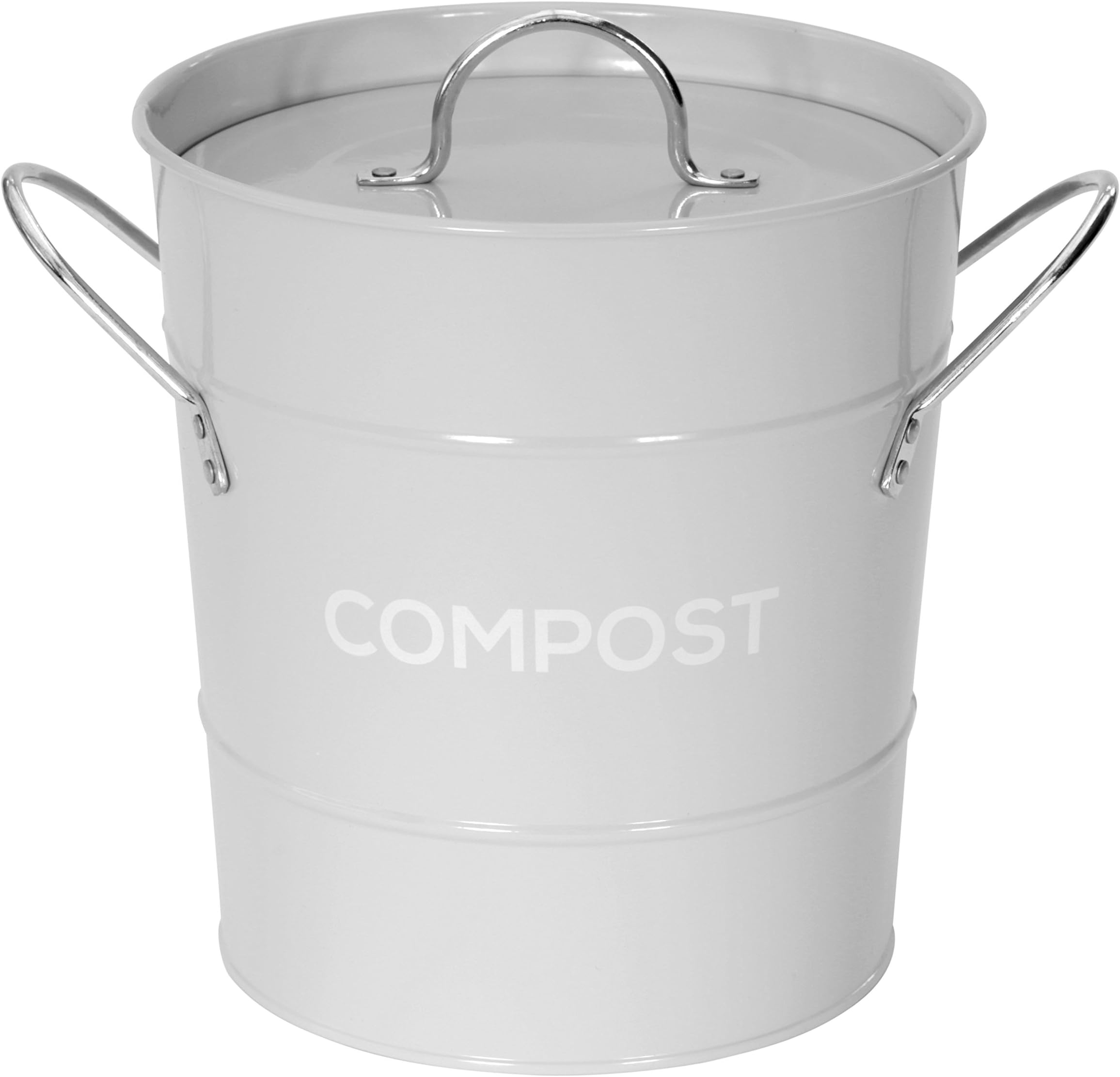 Light Grey Metal Kitchen Compost Caddy - Composting Bin for Food Waste ...