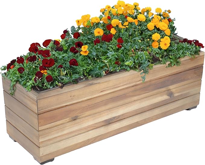 Amazon.com : Sunnydaze Indoor/Outdoor Rectangular Wood Planter Box - 24 ...