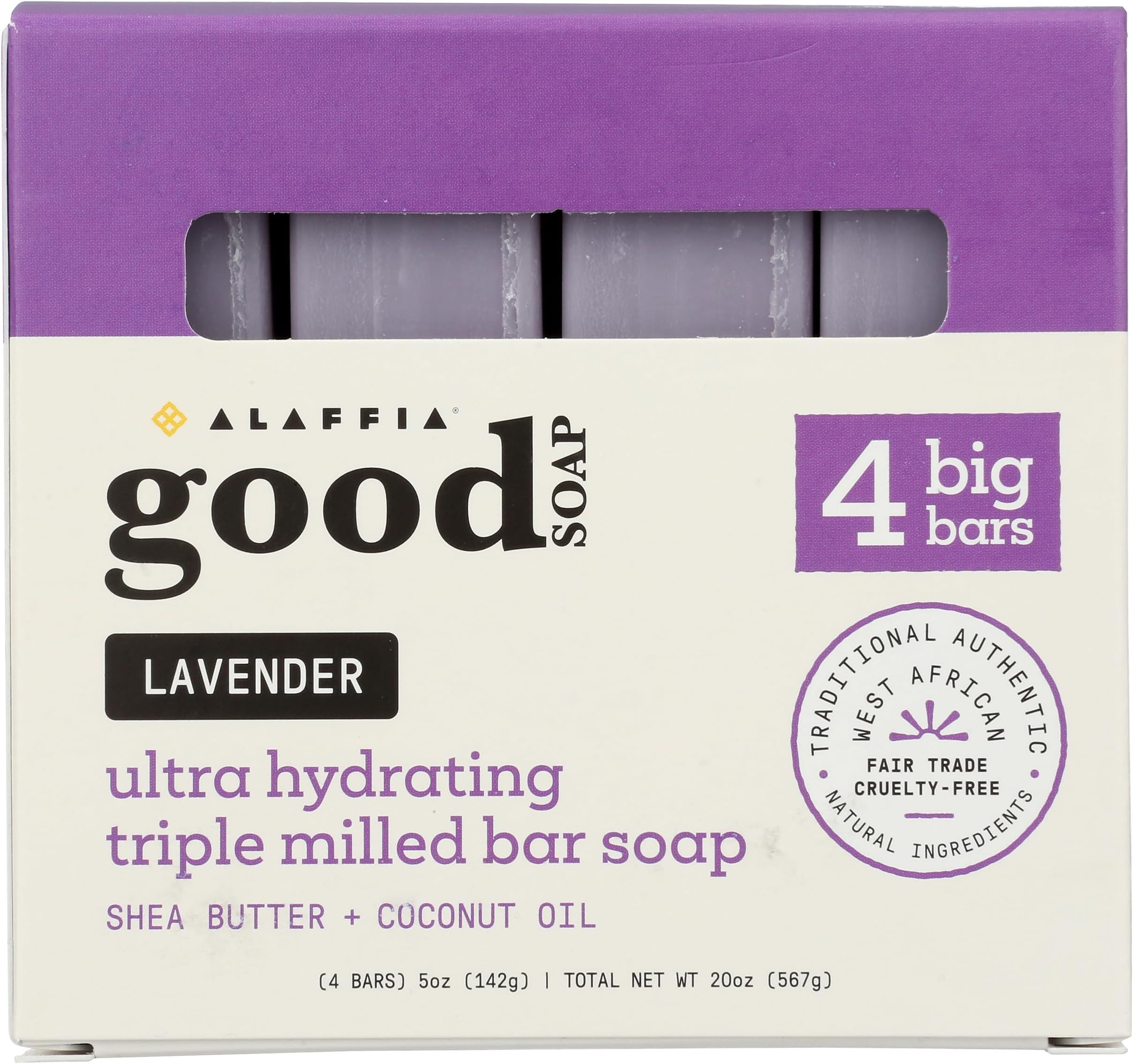 Amazon.com : ALAFFIA Lavender Good Soap Value Pack 4 Count, 20 OZ ...