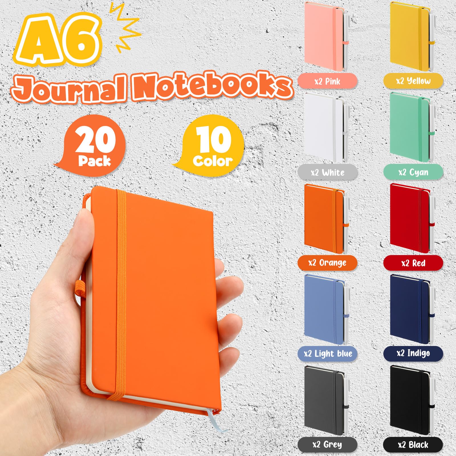 Qeeenar 20 Pcs Pocket Mini Notebooks for Work Cute Small Journal ...