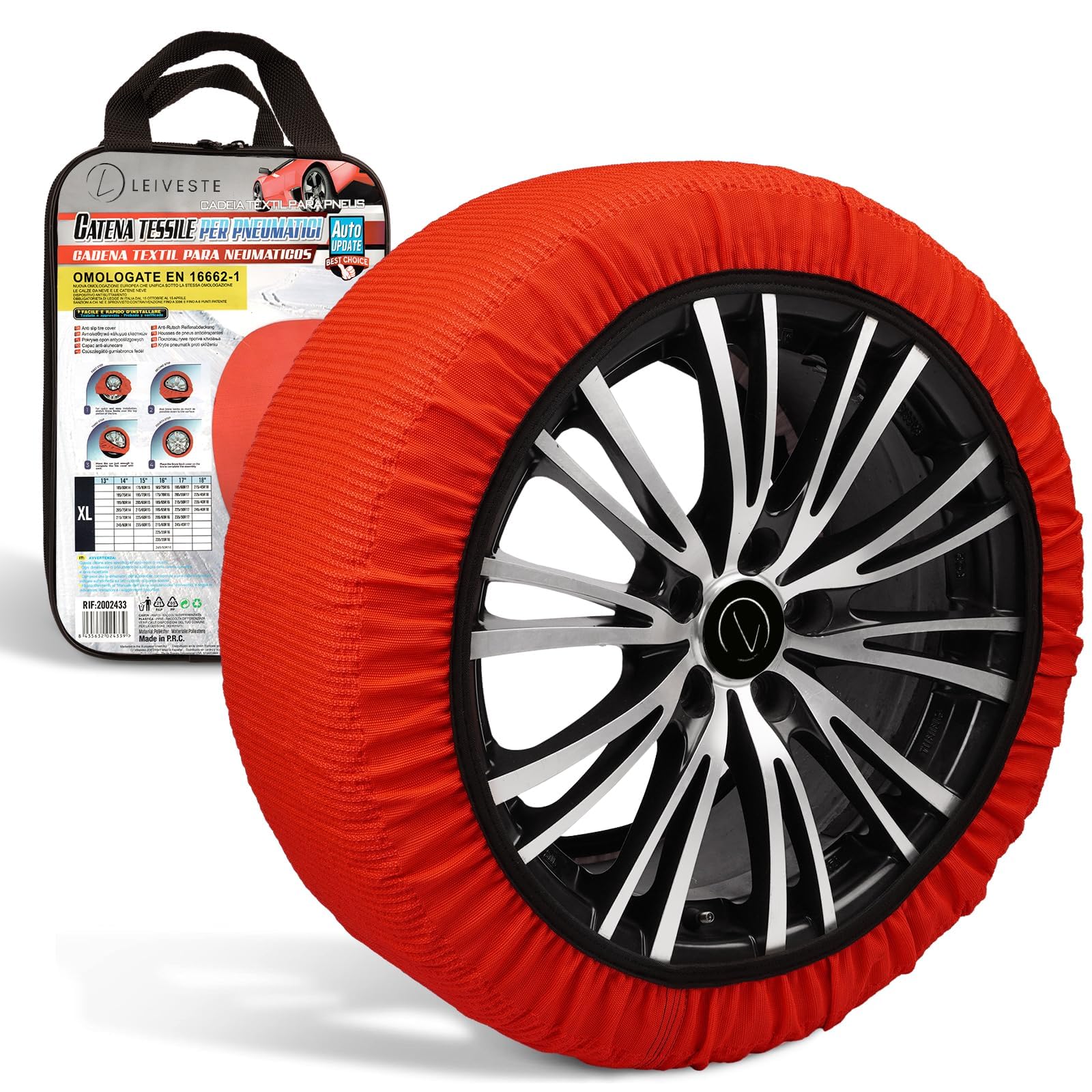 LEIVESTE-Calze da Neve Omologate Italia EN 16662-1 2020 2 Catene da ...