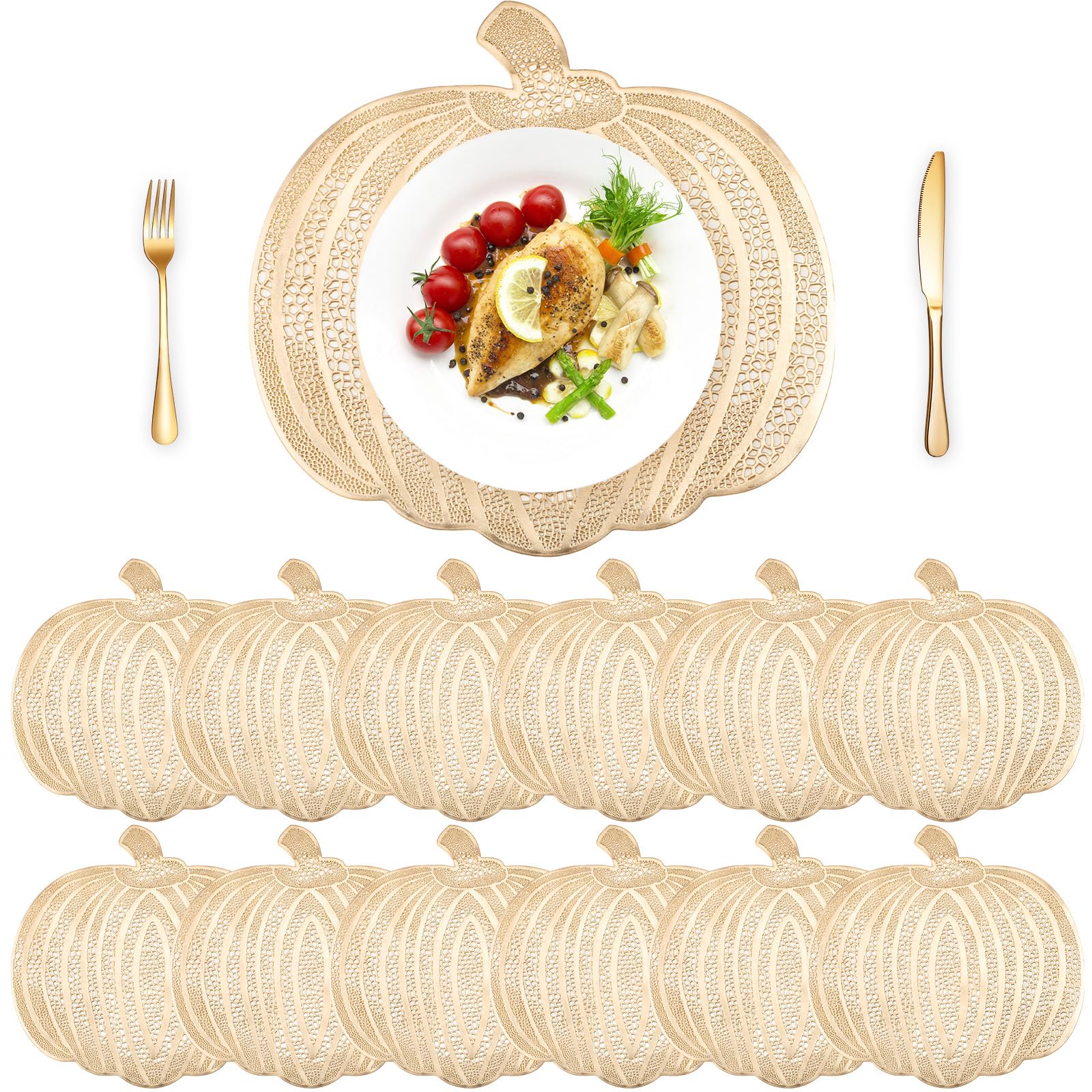 Amazon.com: Maxcheck 12 Pieces Thanksgiving Pumpkin Placemats Bulk ...