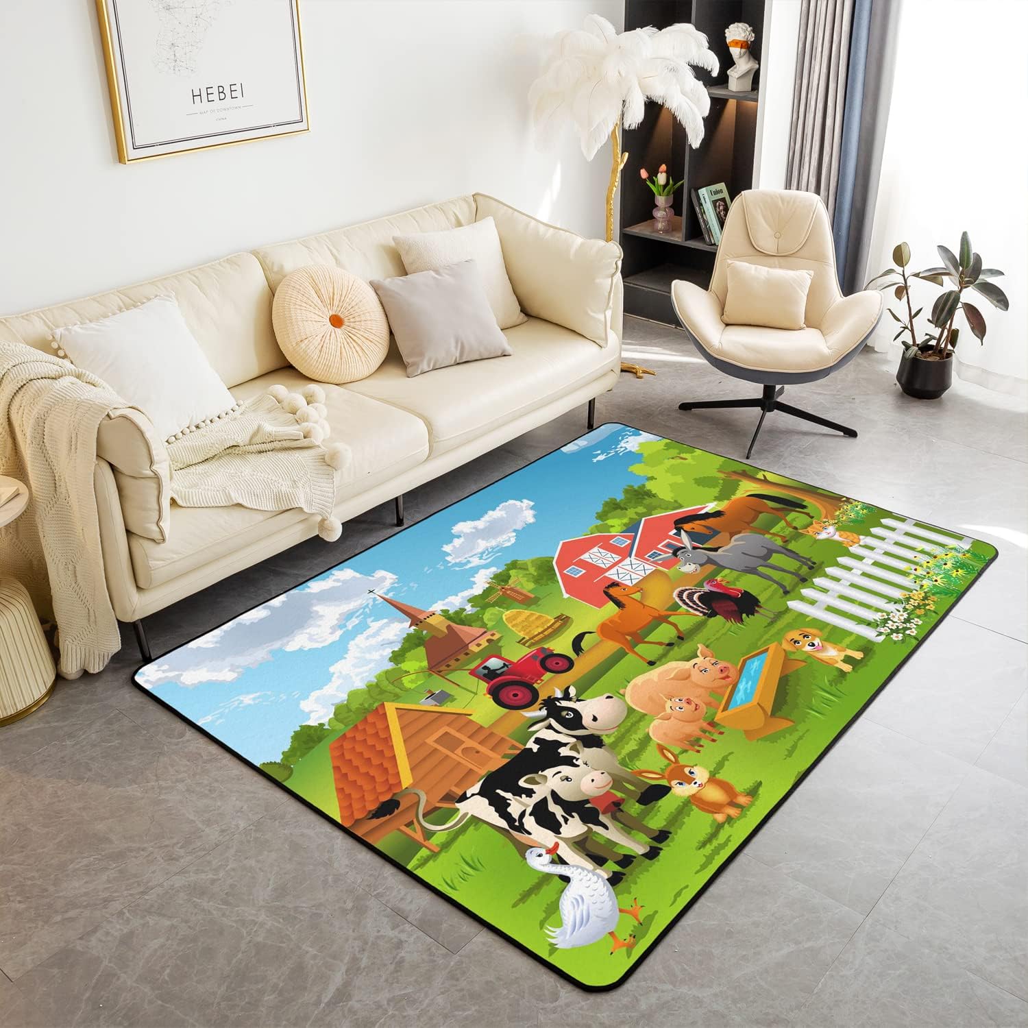 Amazon.com: jejeloiu Cute Milk Cow Area Rug 3x5 Cartoon Pig Horse Dog ...