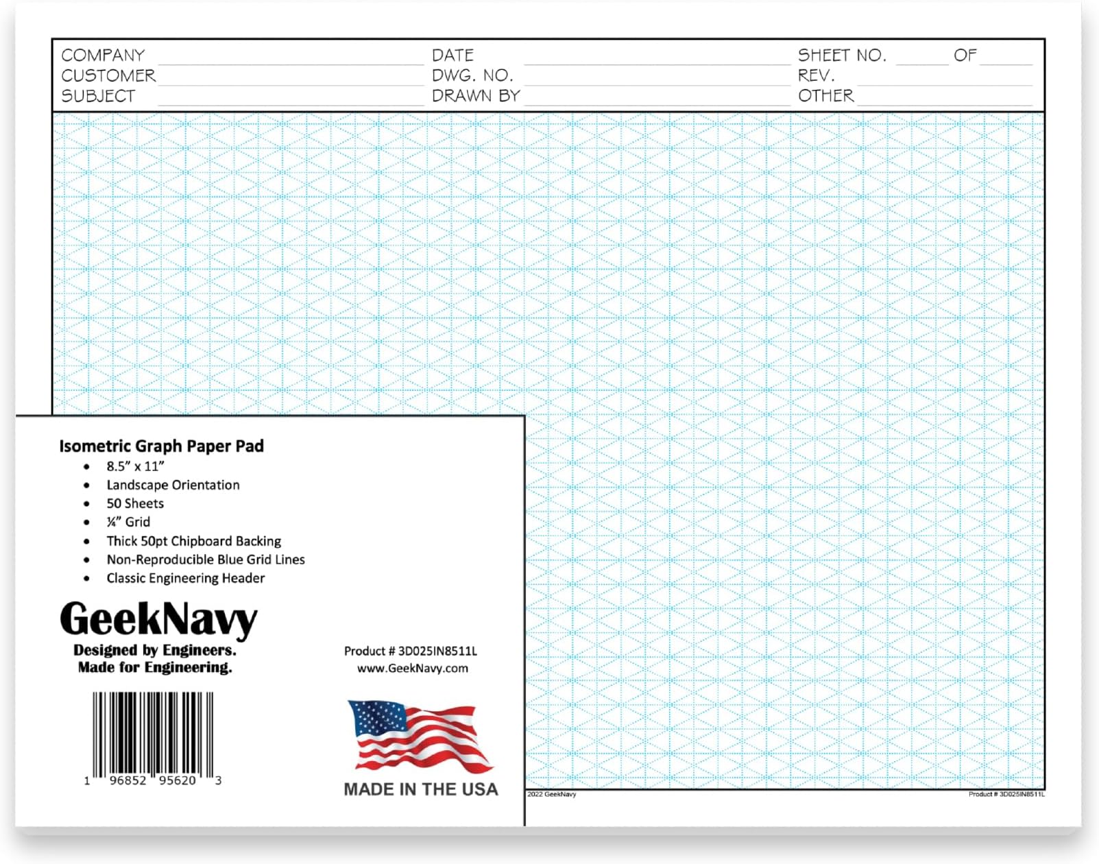 Amazon.com : 11x17 Isometric Grid Pad (50 Pages per Tablet) : Graph ...
