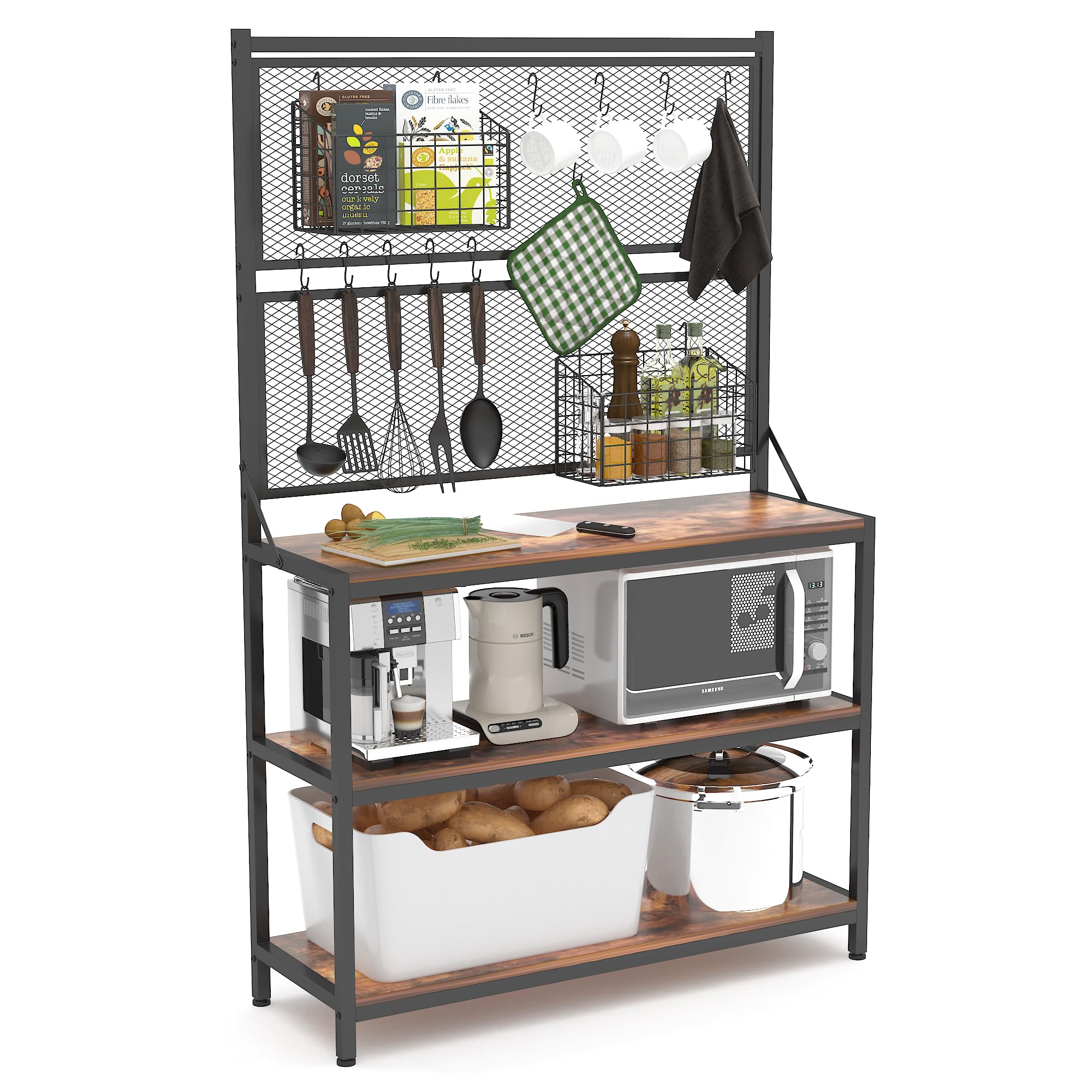 Amazon.com - NAIYUFA Kitchen Bakers Rack with Grid Panel,5-Tier Free ...