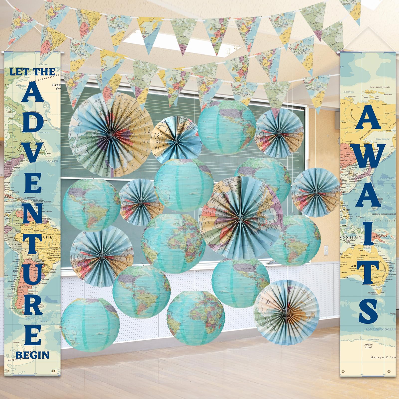Snapklik.com : 20 Pcs Globe Map Classroom Decorations Travel Party ...