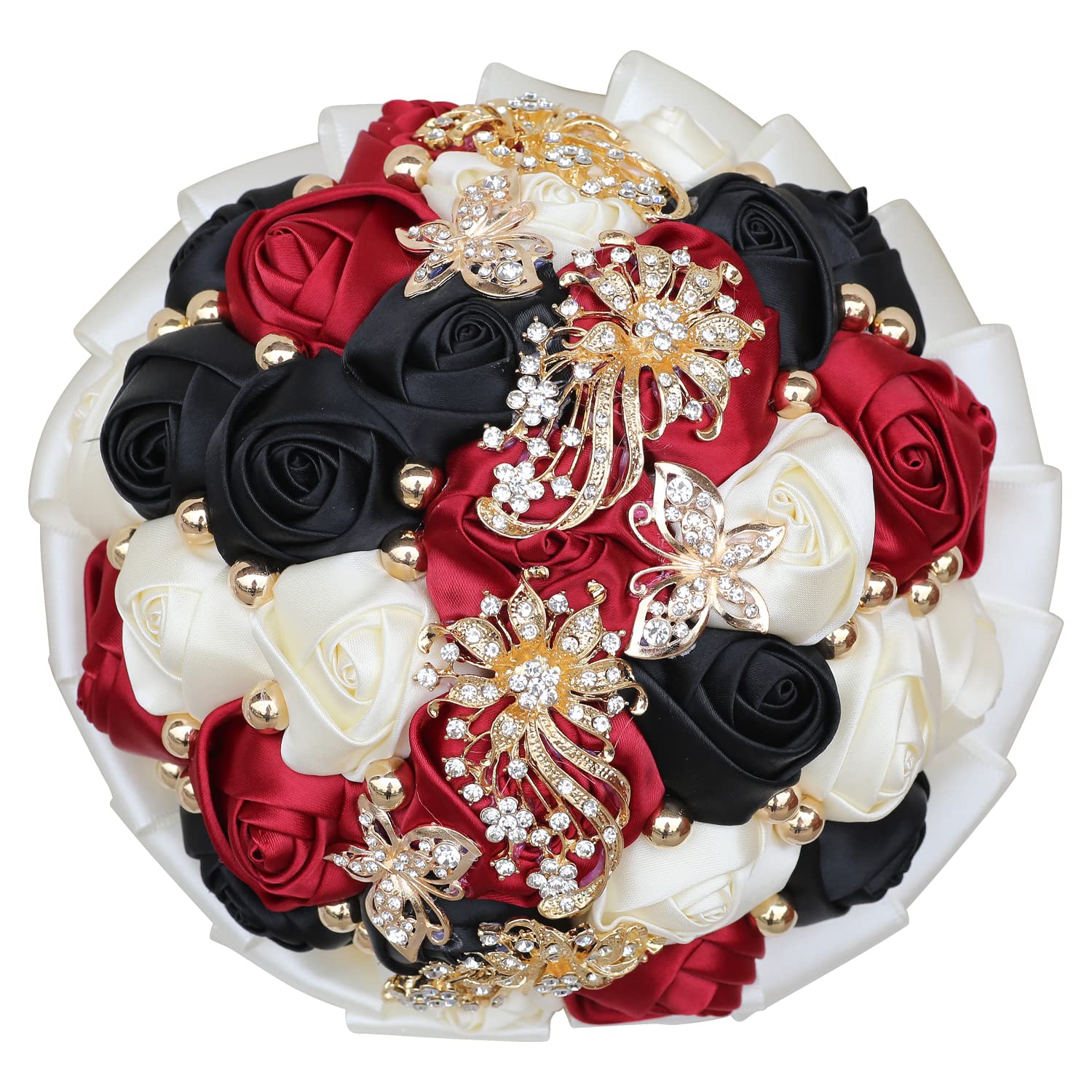 Amazon.com: WIFELAI-A Golden Rhinestone Brooch Wedding Flowers Bridal ...