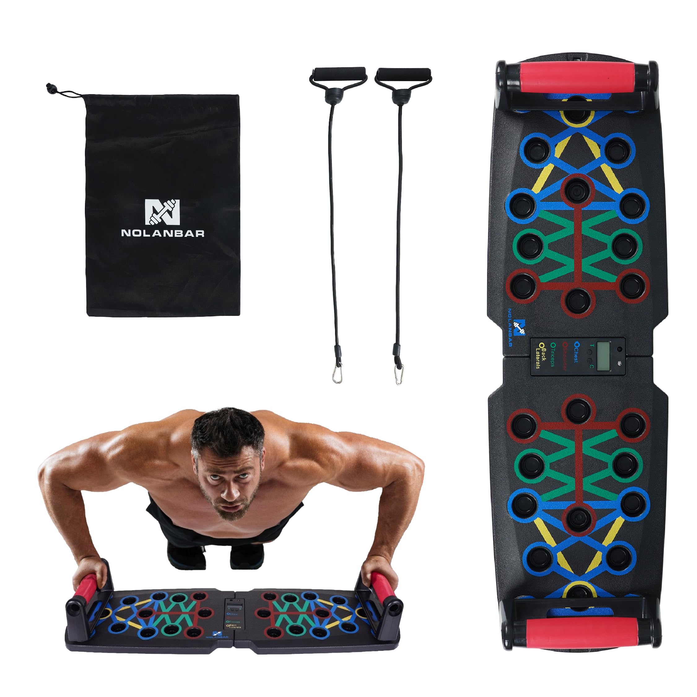 Amazon.com : Foldable Push Up Board with Resistance Bands and Time ...