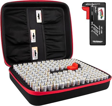 Amazon.com: Tenergy Large Battery Organizer Storage Case with Battery ...