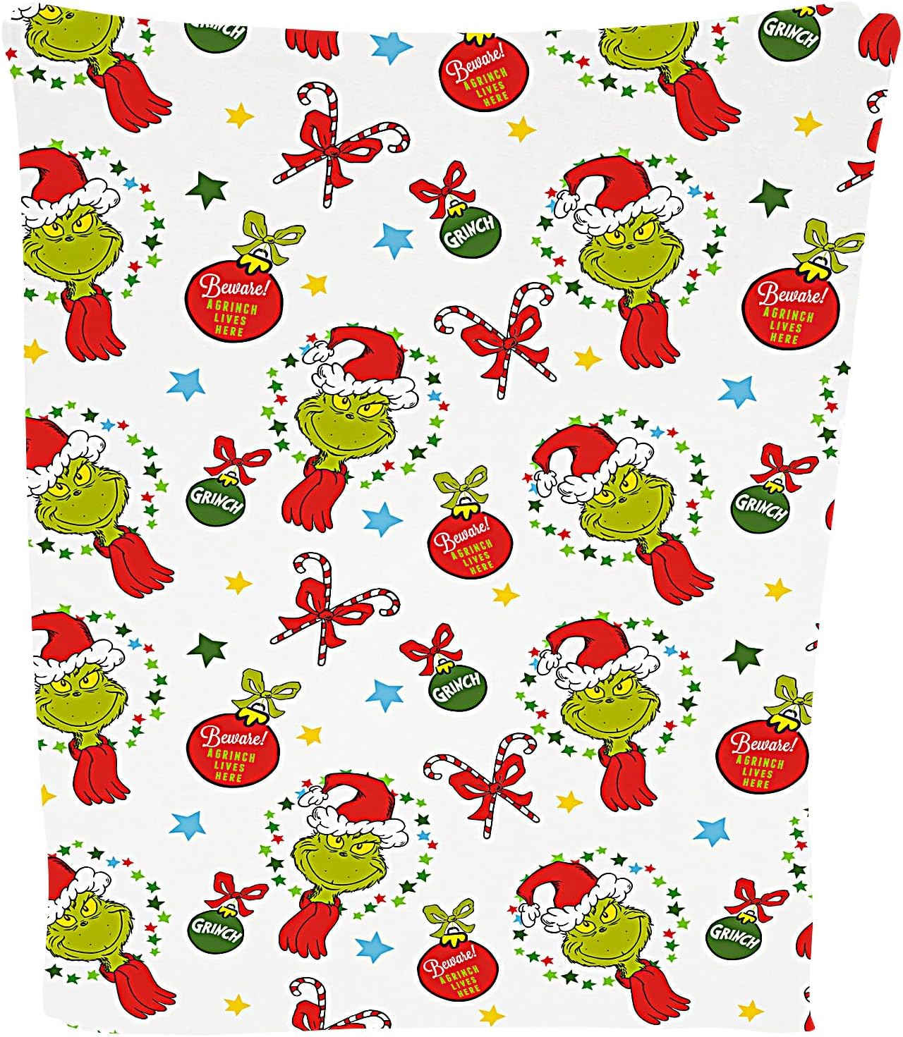 Amazon.com: The Grinch Dr Seuss Fleece Blanket Beware Christmas Throw ...