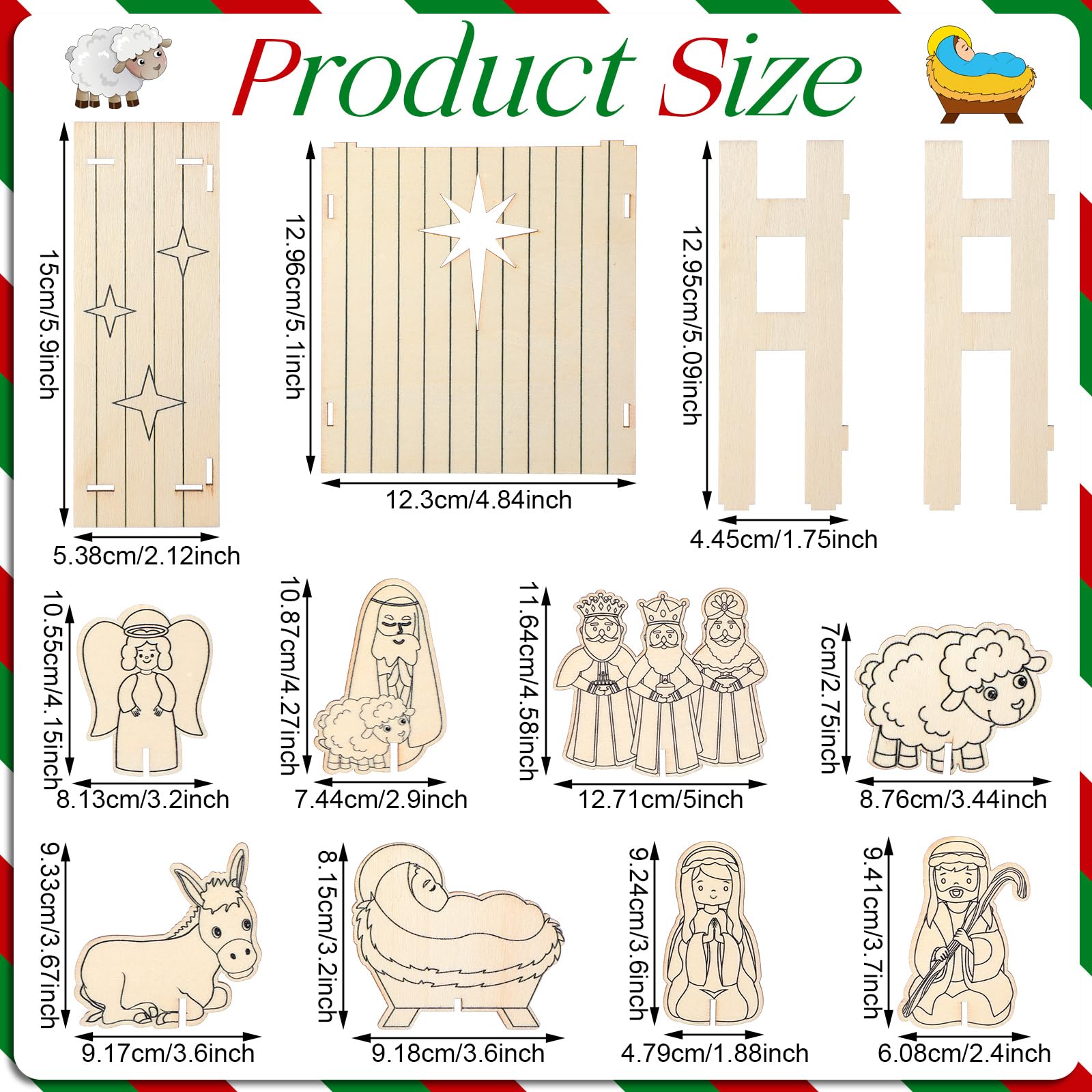 Snapklik.com : 12 Pcs Christmas Wooden Nativity Set To Paint Nativity ...