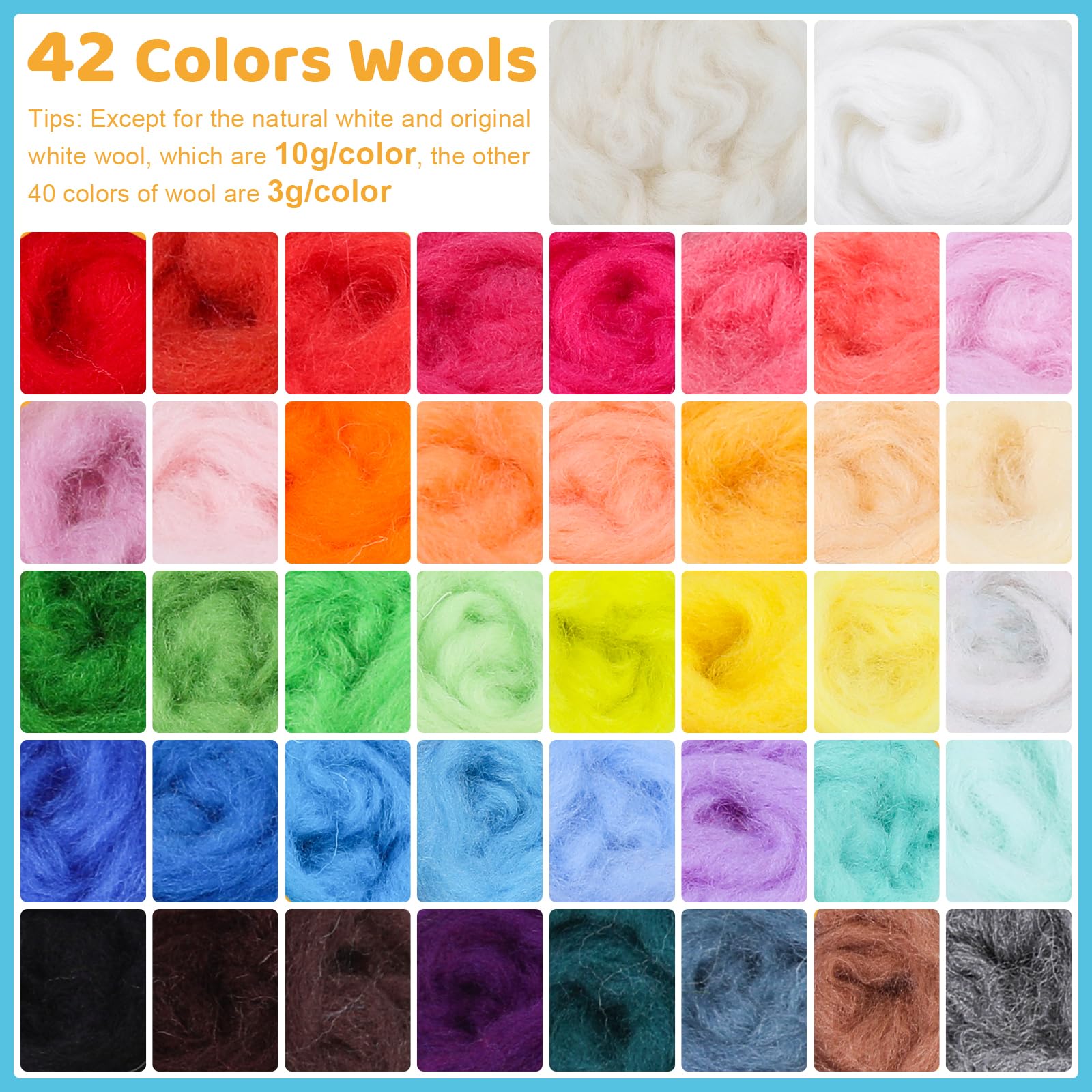 Snapklik.com : Needle Felting Starter Kit, Wool Roving 42 Colors Set ...