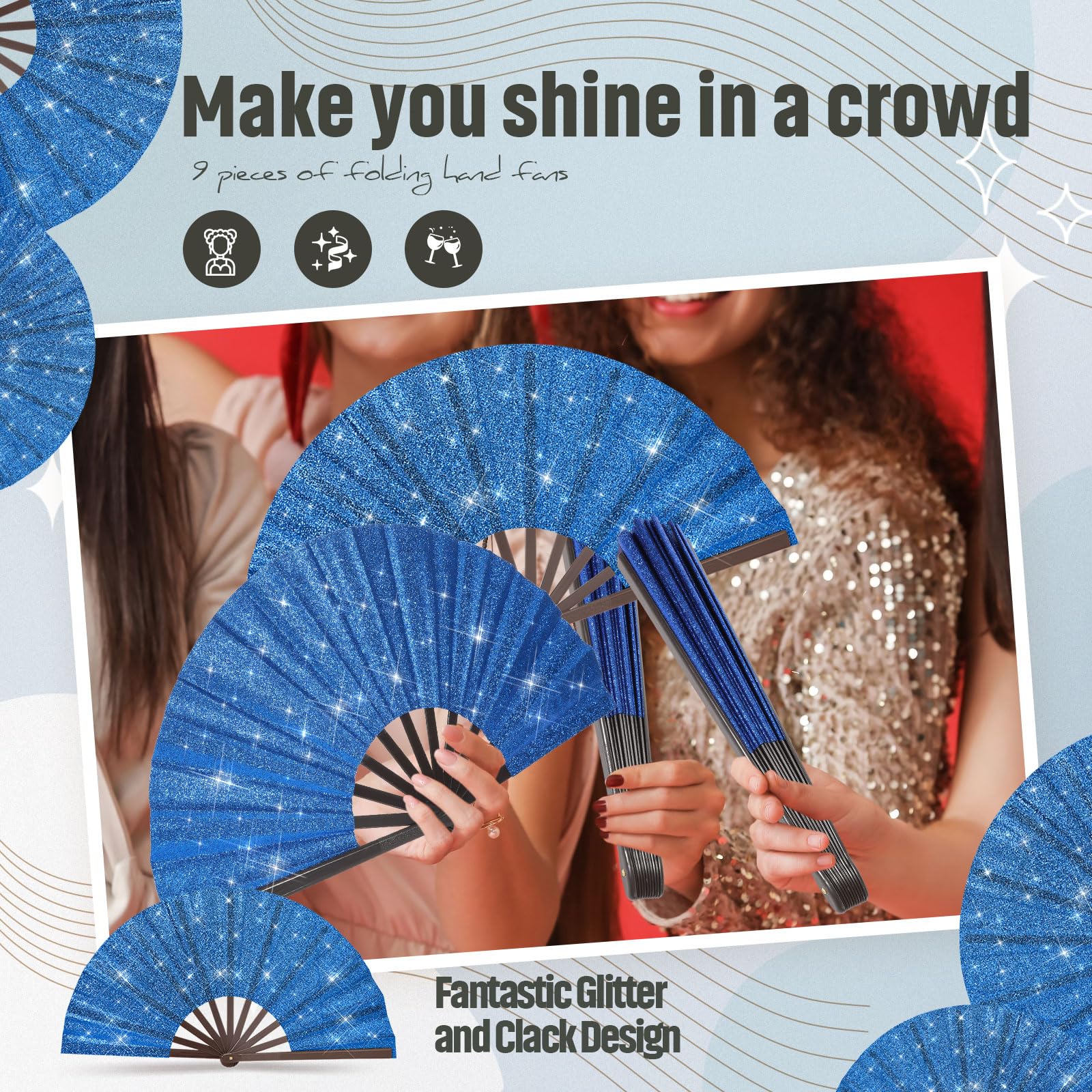 Hand Fans Folding Hand Rave Fan Large Plastic Bamboo Foldable Handheld ...