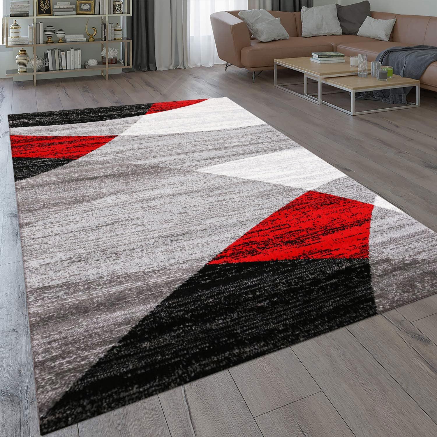 VIMODA Modern Living room Rug, Geometrical Pattern, Mottled in Grey ...