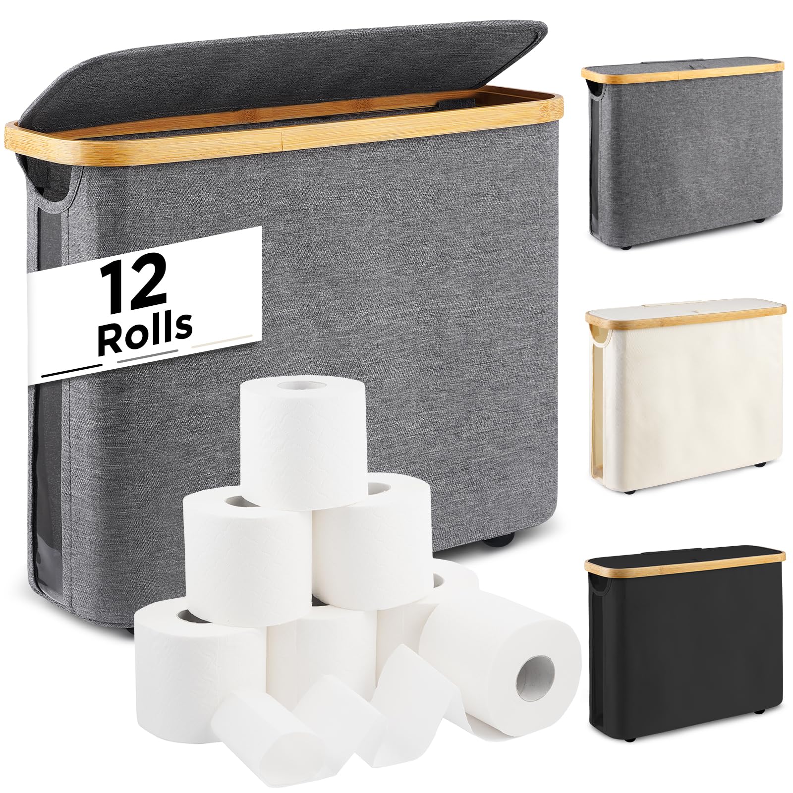Amazon.com: BEAUTIFABLE Toilet Paper Storage Basket with Lid, Toilet ...