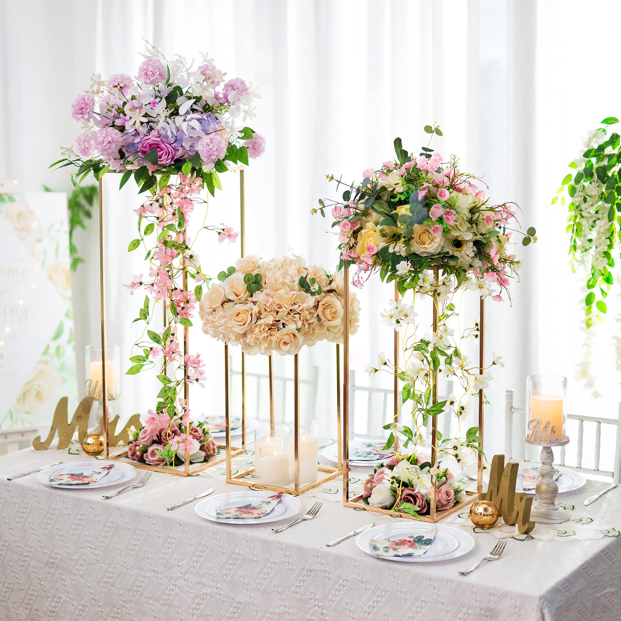 Gold Flower Stand YIYIBYUS 3 Different Size Wedding Flower Stands Gold