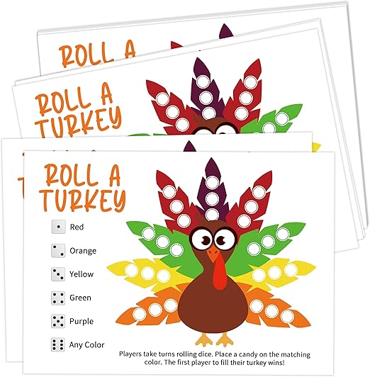 Amazon.com: Roll A Turkey Dice Game, Thanksgiving Party Games for ...