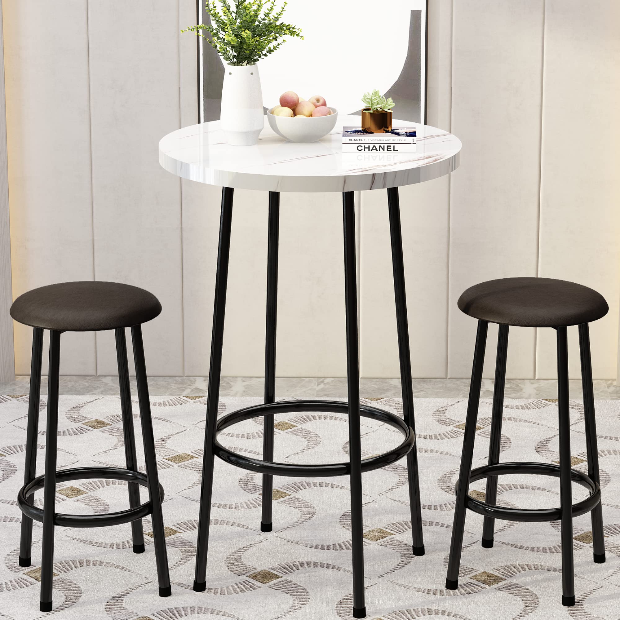 AWQM 3-Piece Dining Room Table and Chairs Set for Small Space, Bar ...