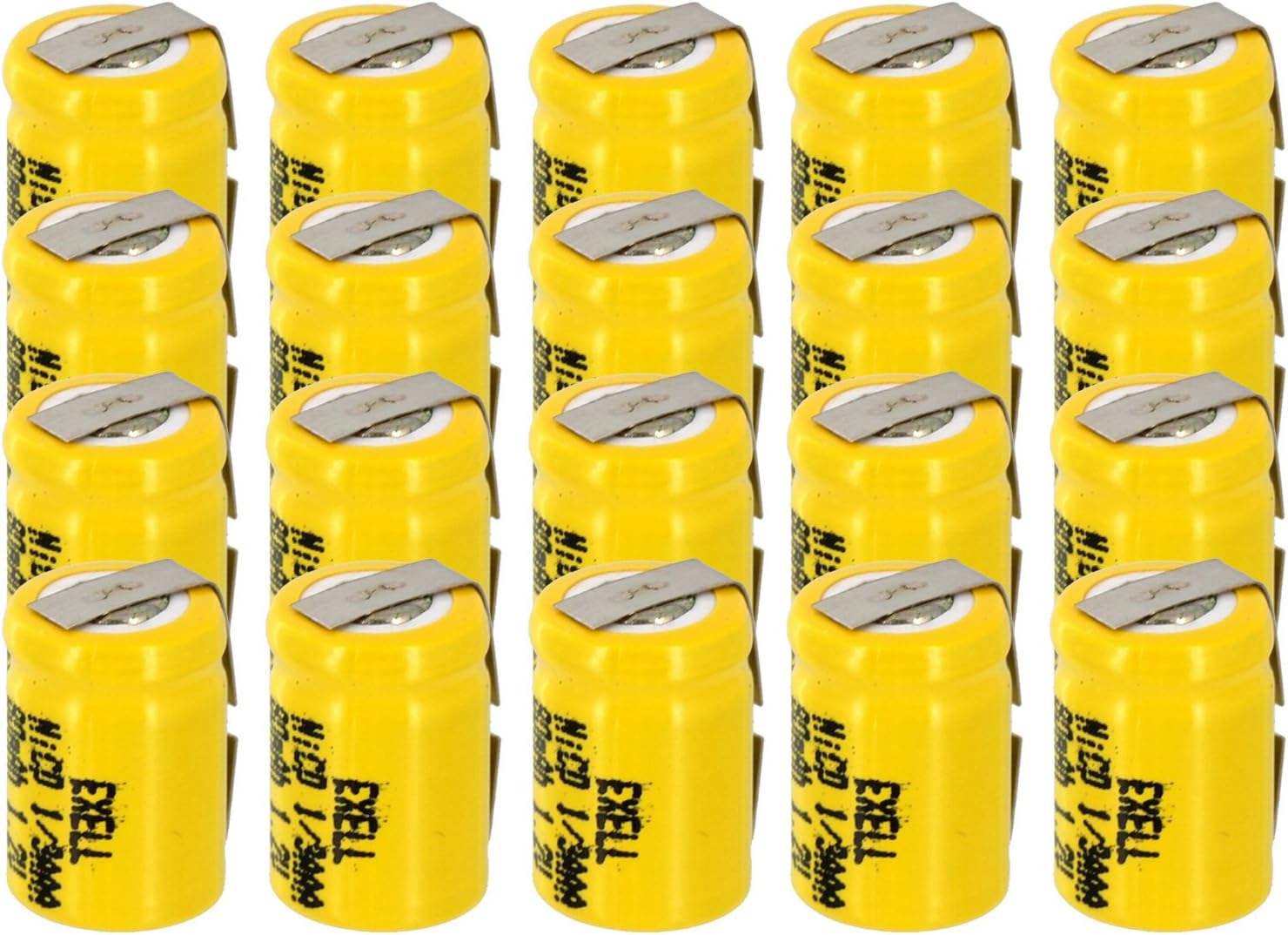 Amazon.com: Exell 1/3AAA NiCD 80mAh 1.2V Flat top Rechargeable Battery ...