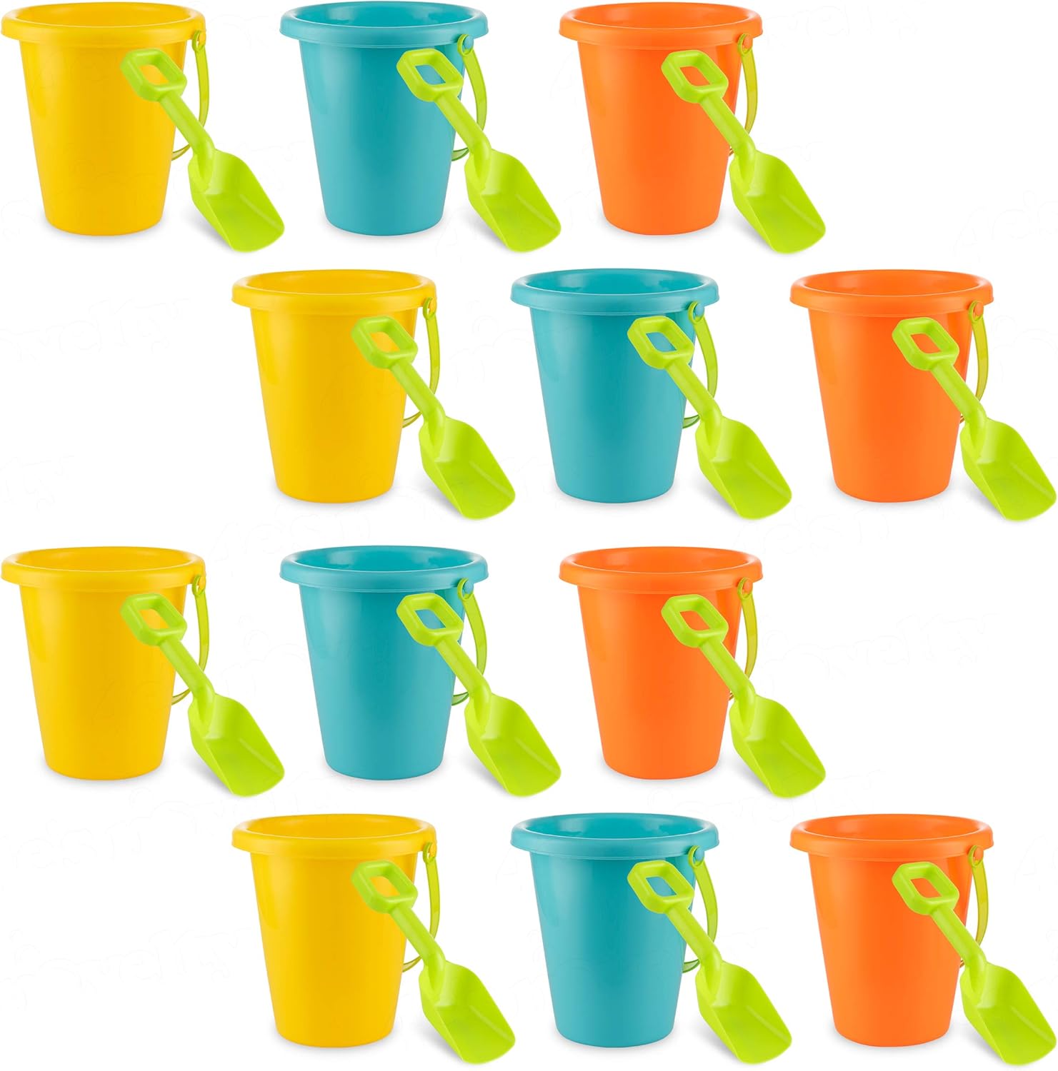 Amazon.com: Beach Pail - Pack of 12 Sand Bucket With Shovels, Plastic ...