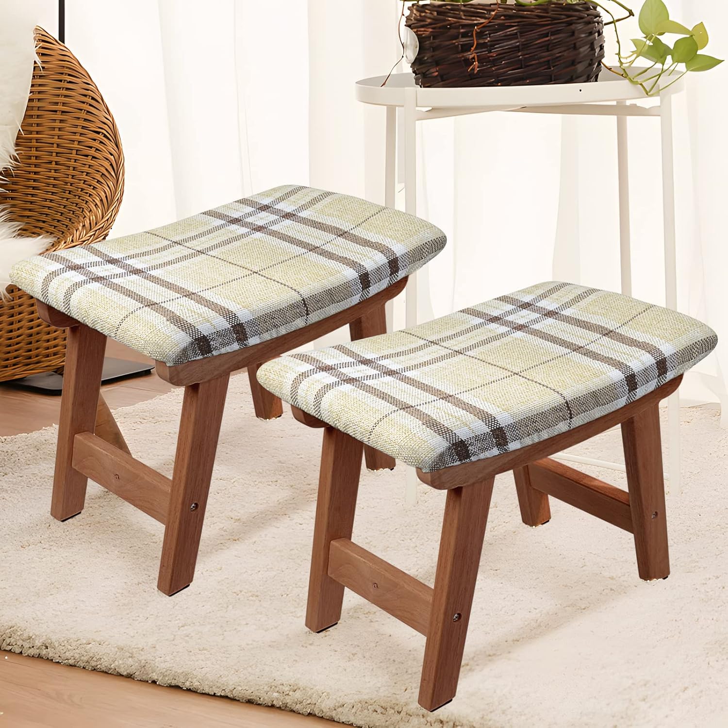 Amazon.com: HOUCHICS Foot Stool,Square Cushion Foot Stool,Small Foot ...