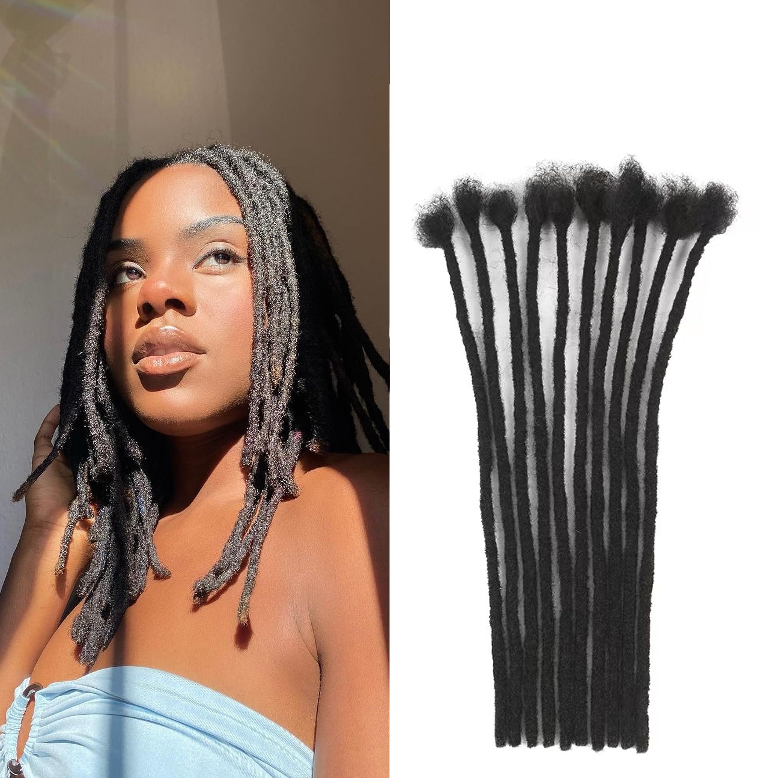 Amazon.com : 0.4cm Width 6Inch 30 Strands Dreadlock Extensions Real ...