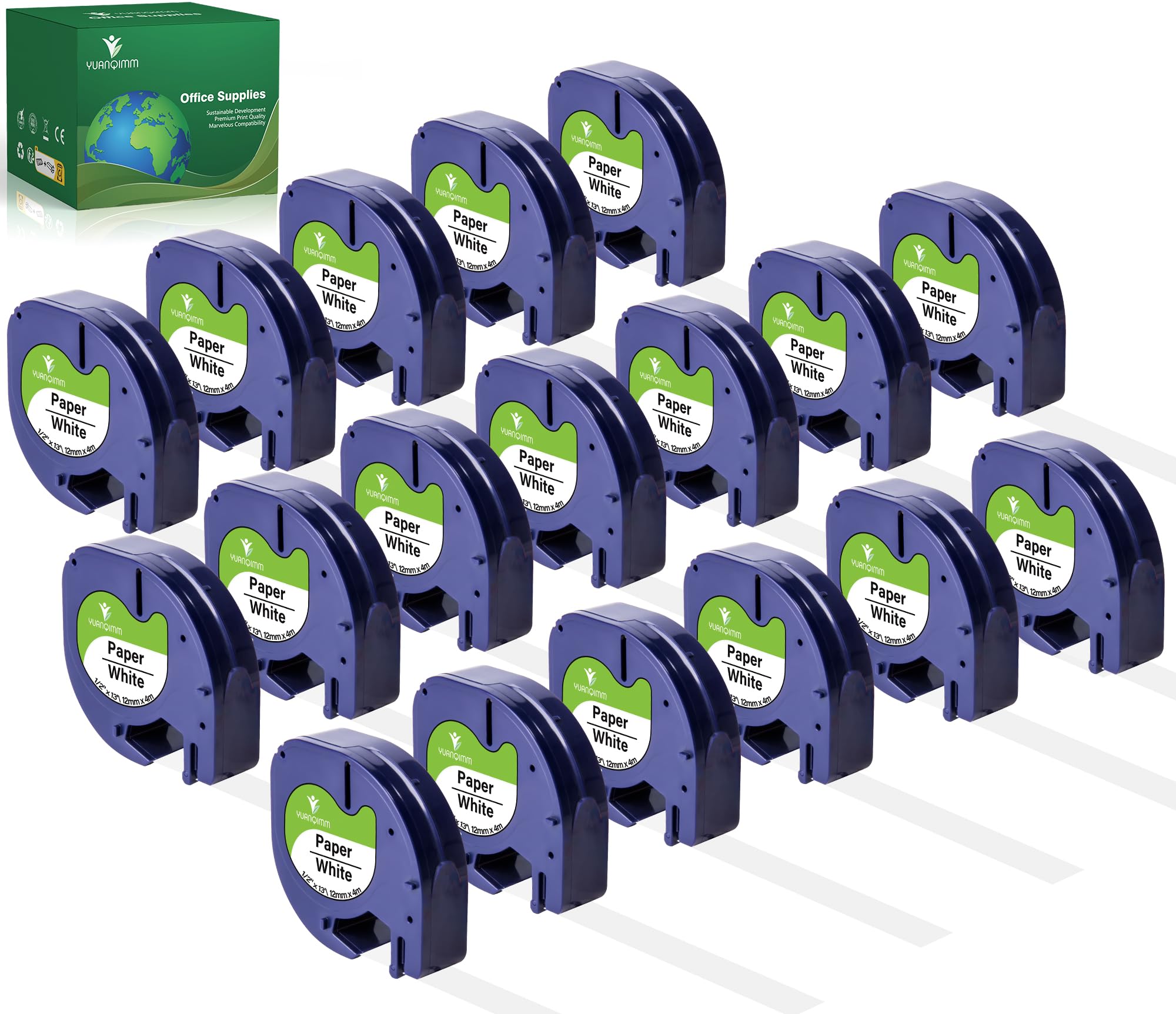 YUANQIMM Compatible Paper Label Tape Replacement for DYMO LetraTag ...