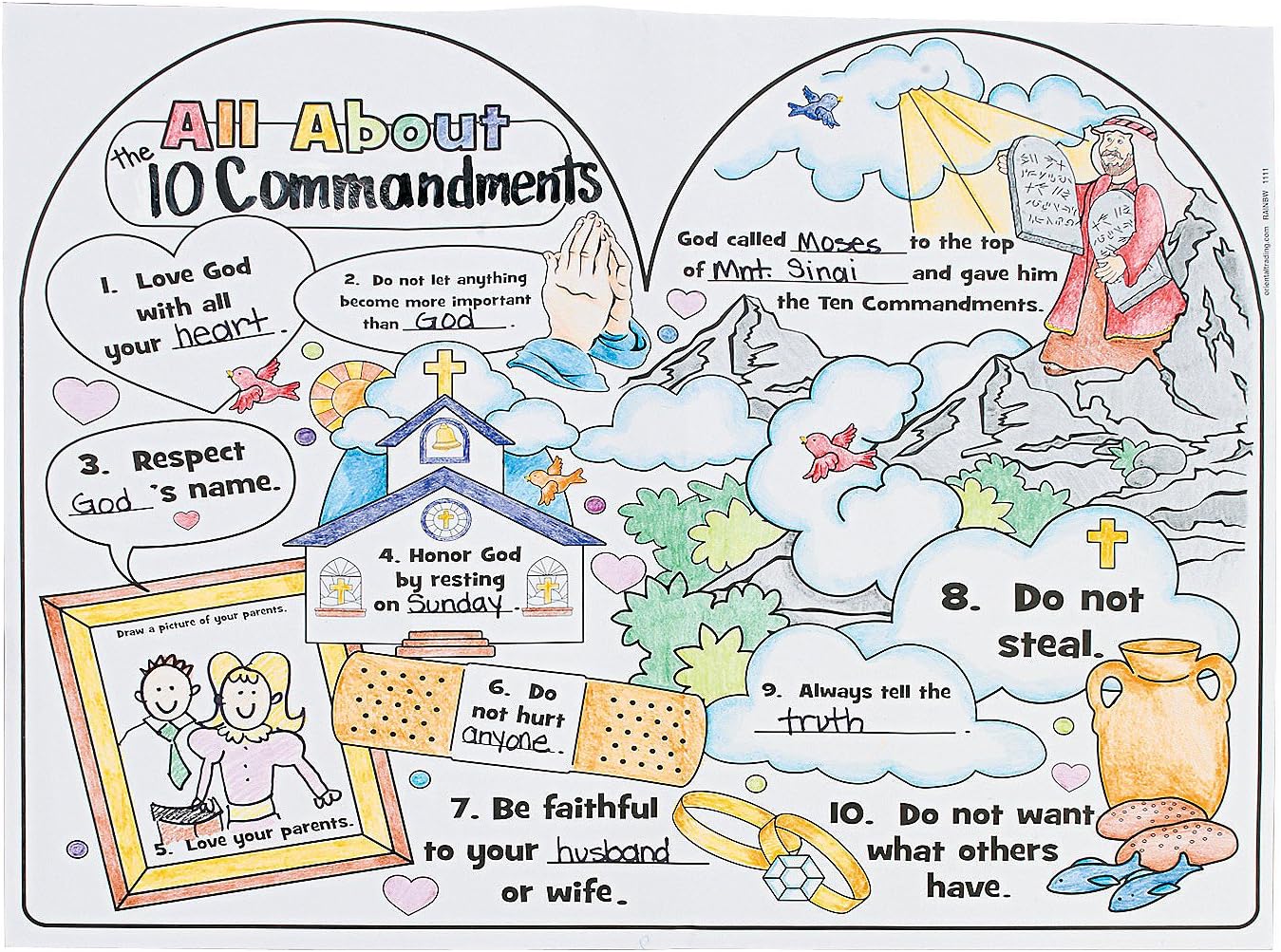 Amazon.com : Fun Express Color Your Own All About The 10 Commandments ...