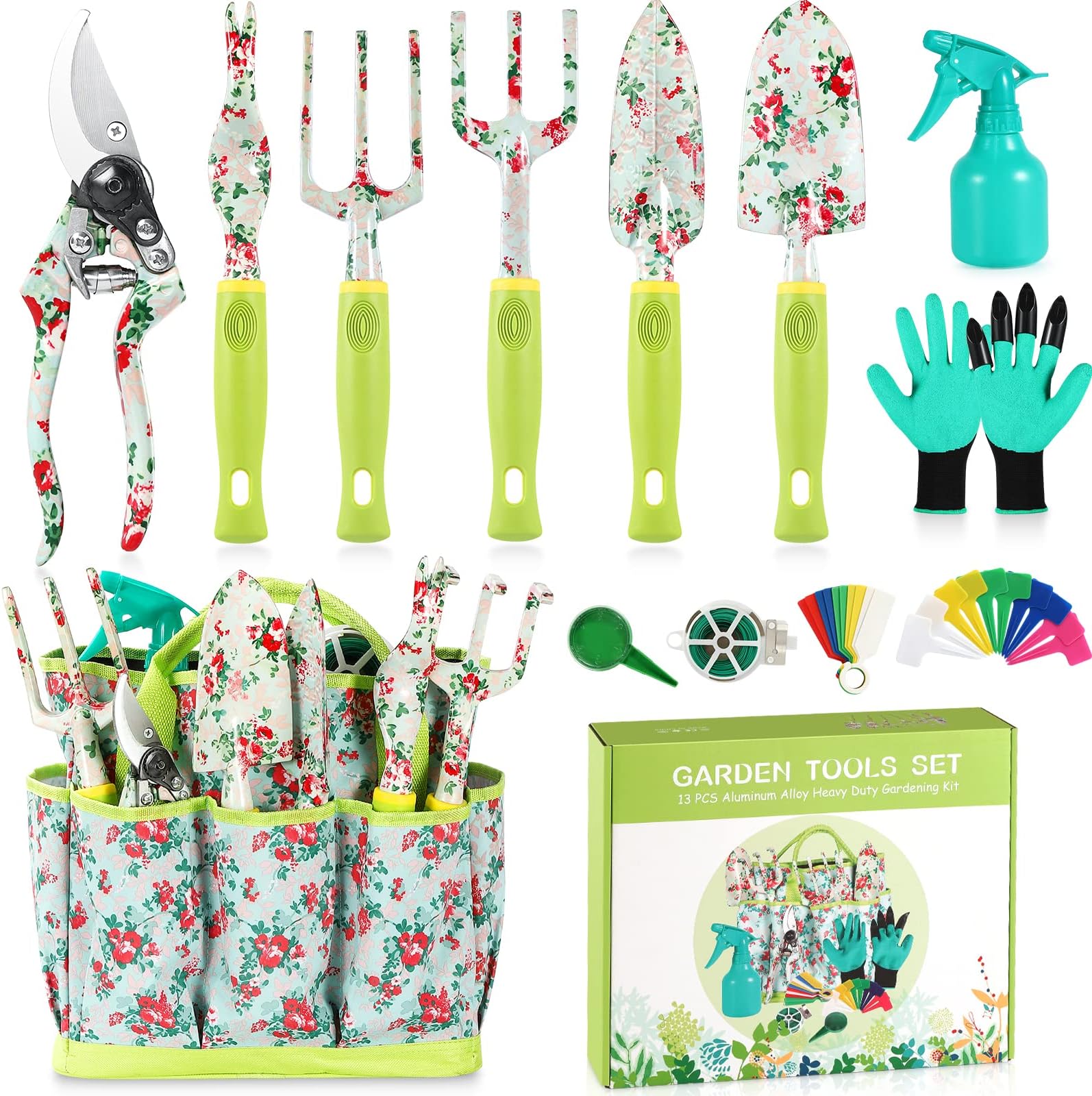 Amazon.com : Gardening Tools Set from Alloy Steel - Heavy Duty Garden Tool Set with Light ...