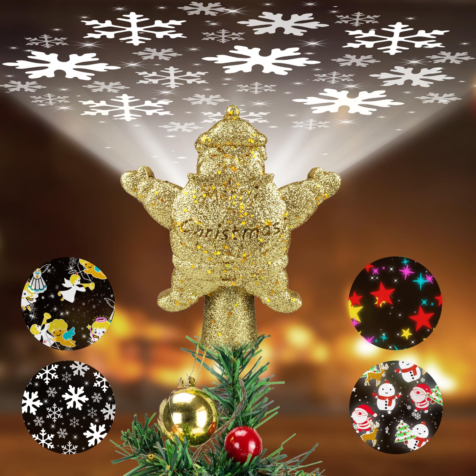 Amazon.com: Christmas Tree Topper Lighted with 4 Pattern Projection ...