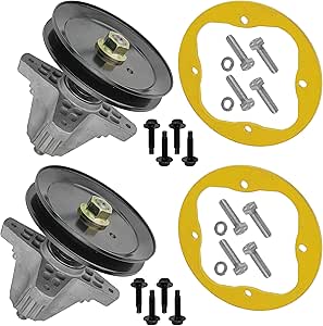 Amazon.com : Caltric 2 Spindle Assembly with Deck Ring Compatible with MTD Troy Bilt TB42 Pony ...