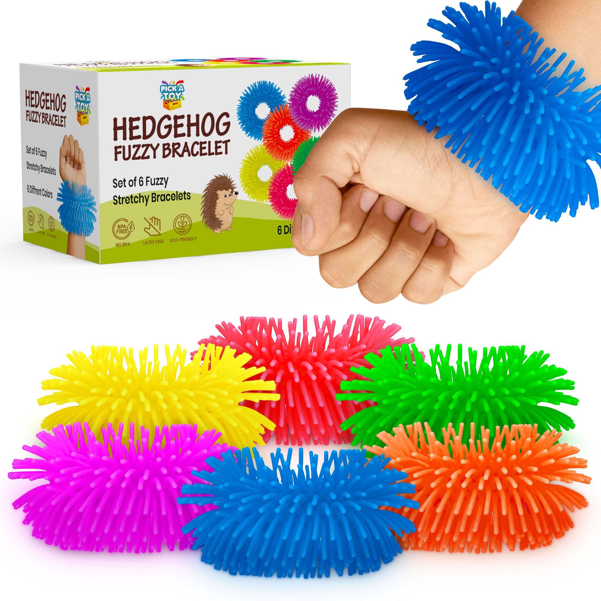 Amazon.com: Fidget Bracelet Vibrant Squishy Fuzzy Toy 6-Pack of ...