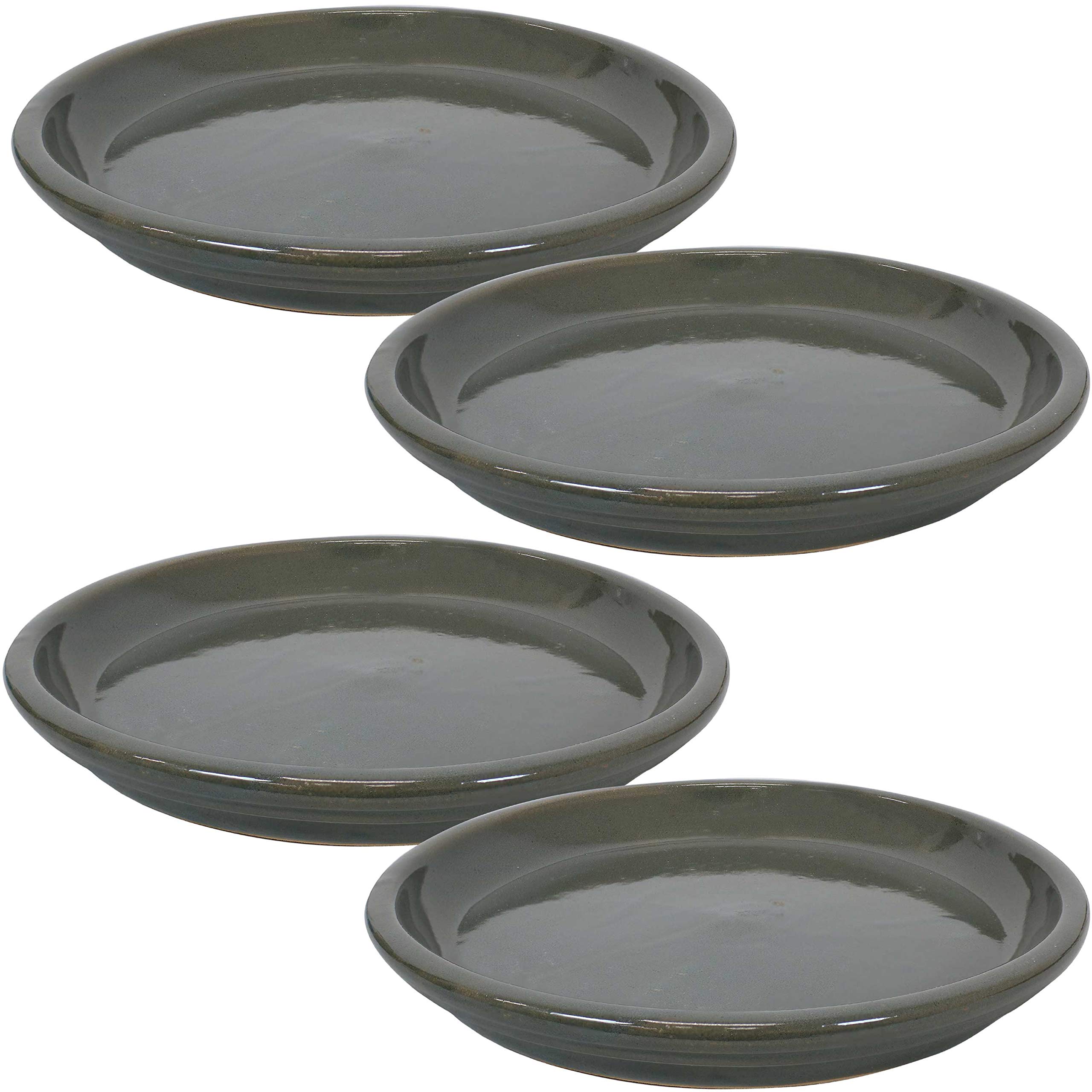 Snapklik.com : Sunnydaze Ceramic Outdoor Flower Pot Saucers Set Of 4