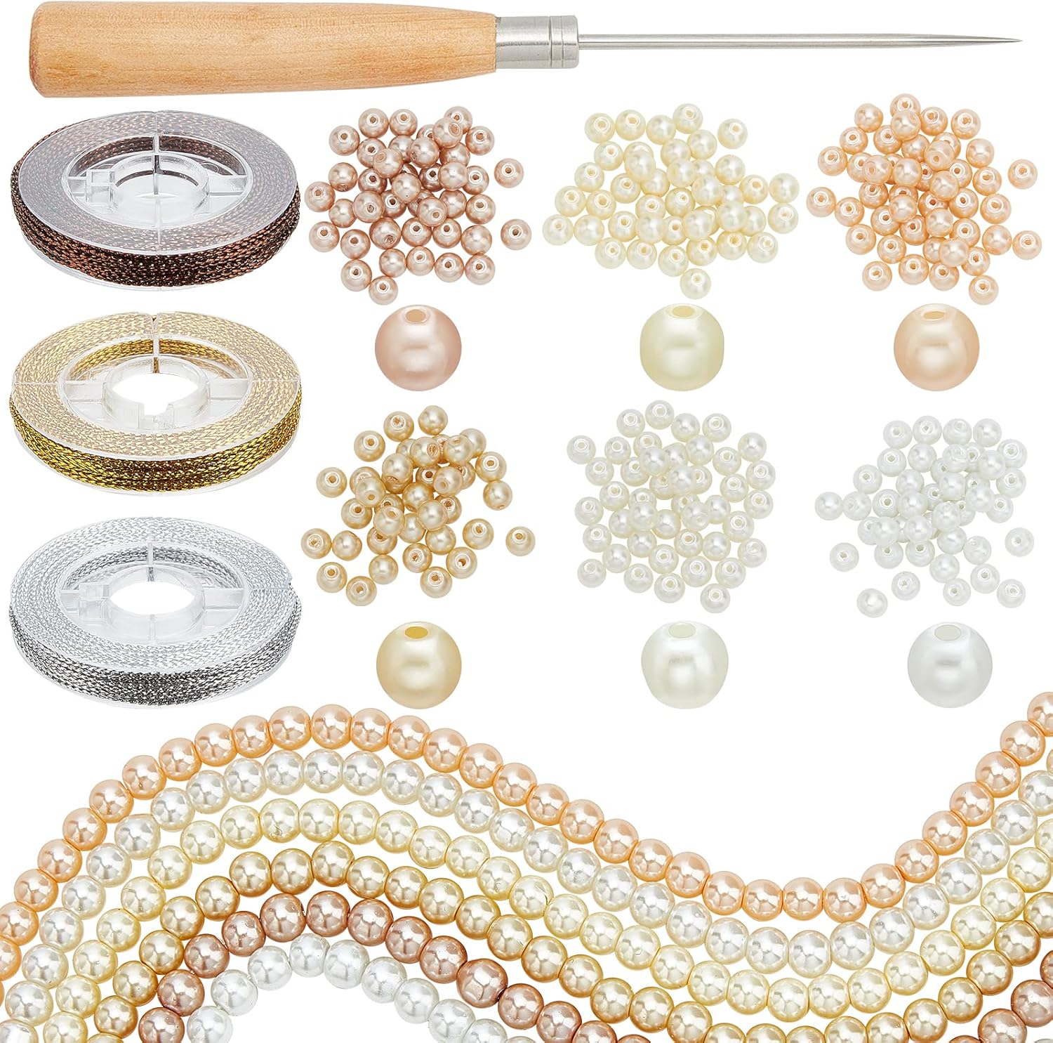 Amazon.com: PH PandaHall 300pcs 6 Colors 6mm Glass Pearl Beads Craft ...