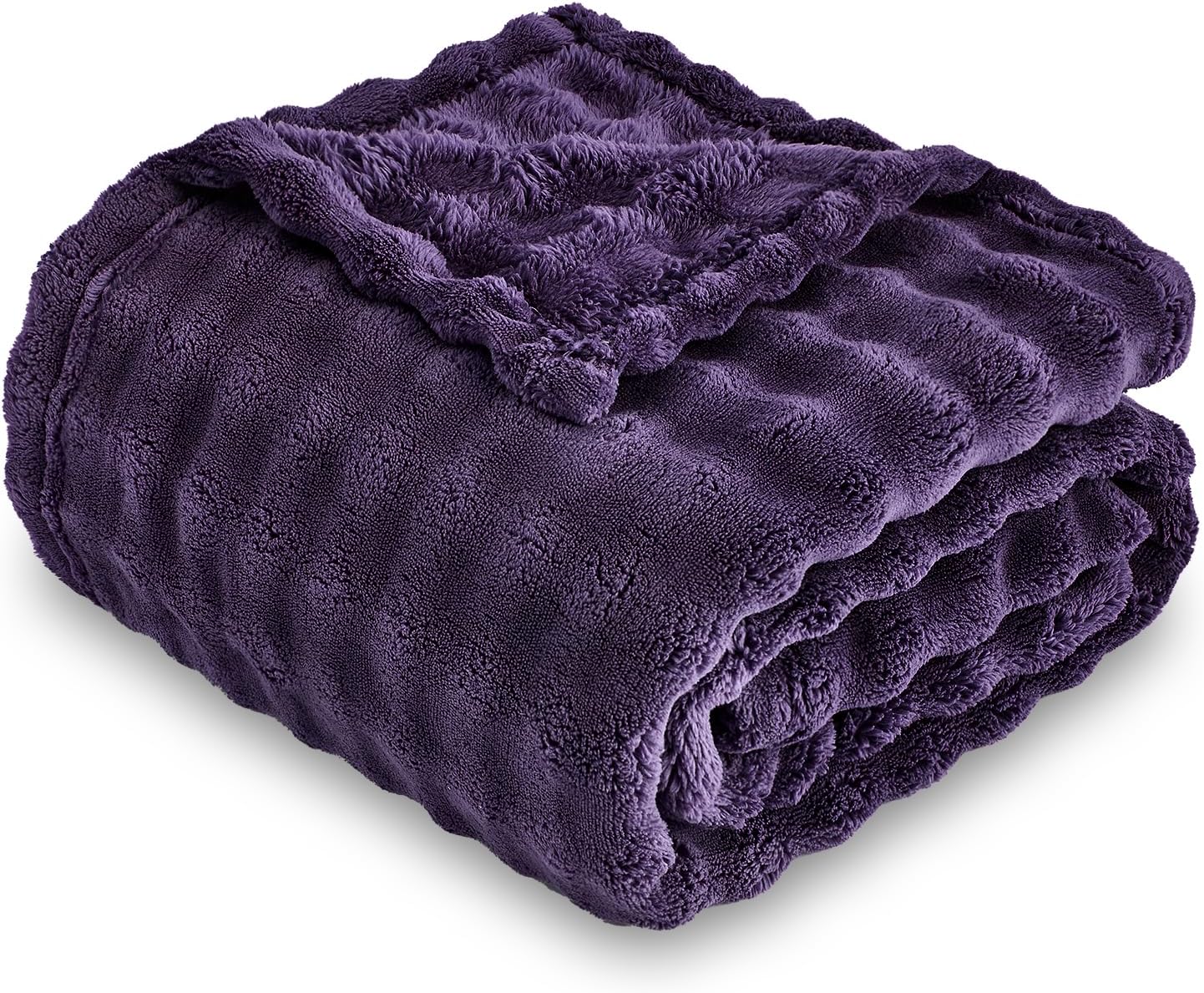 Amazon.com: SOCHOW Aubergine Bubble Fleece Blanket for Couch, Super ...