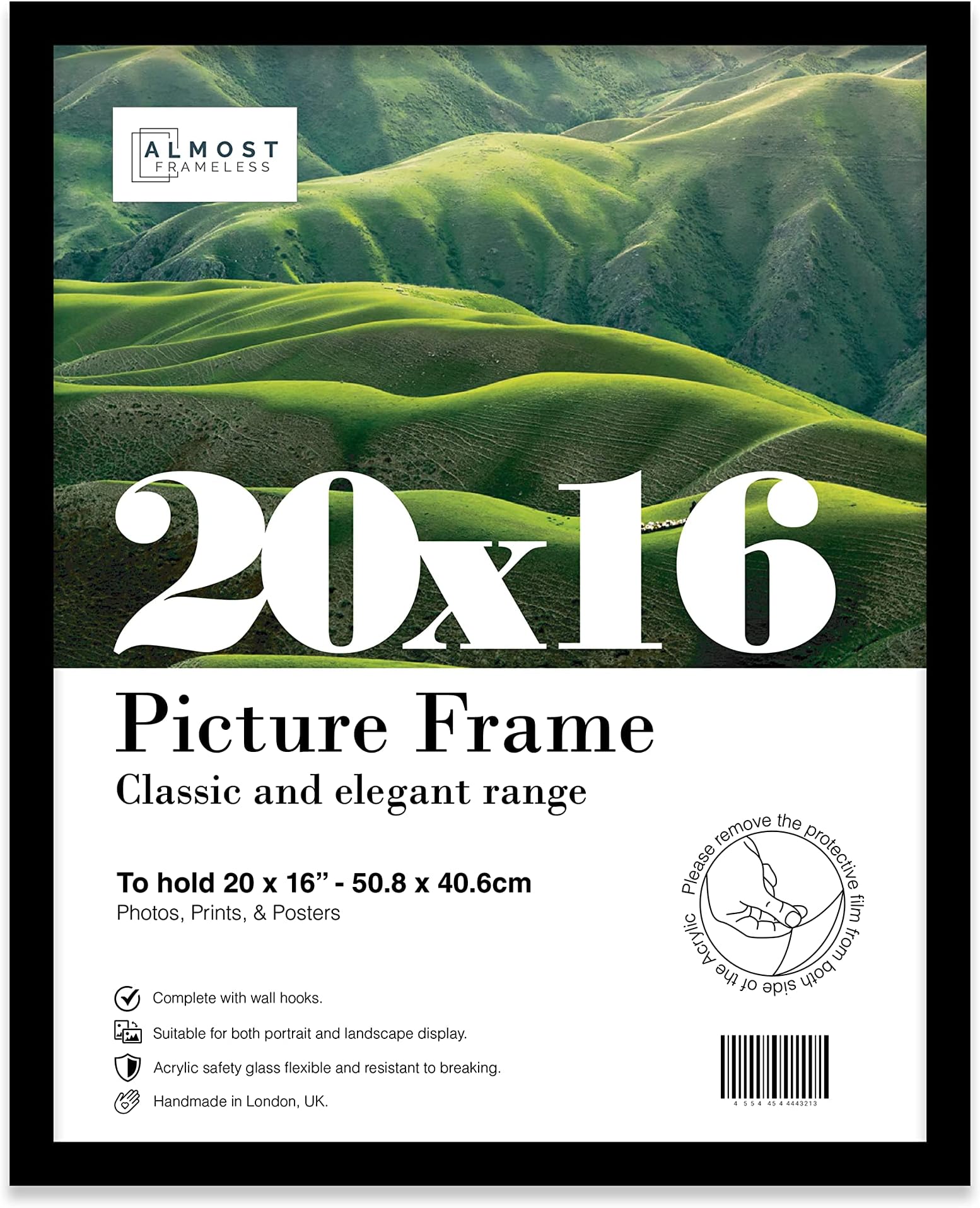 Alison Kingsgate Sleek Black 20x16 Frame With Clear Perspex Sheet and ...